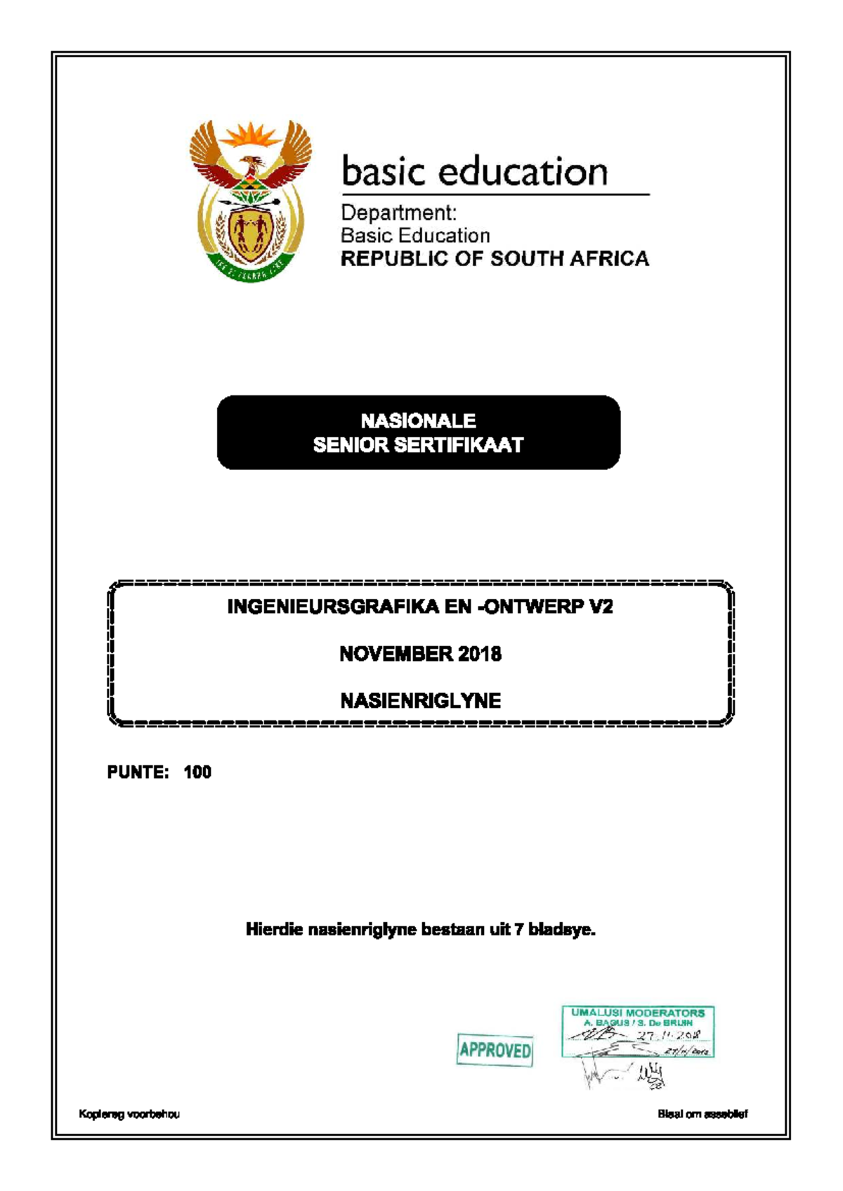 Engineering Graphics & Design P2 Nov 2018 Final Memo - Studocu