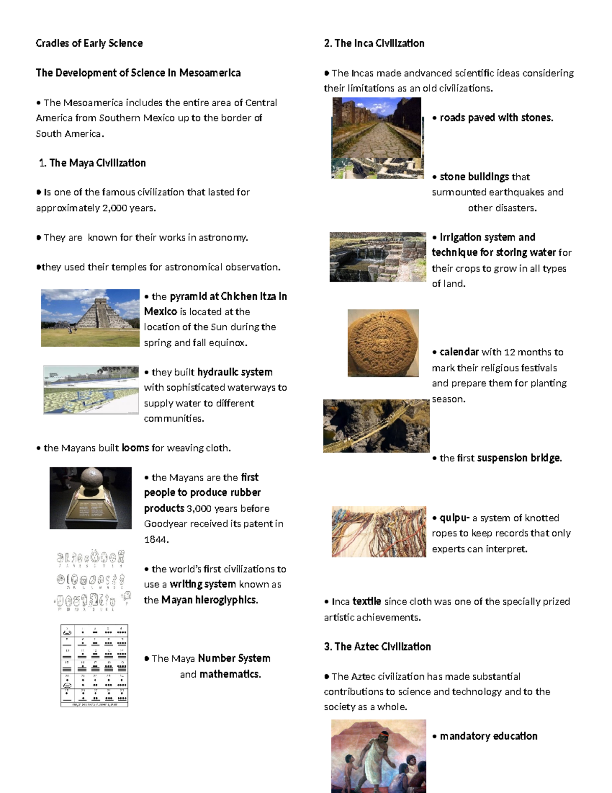 Cradles of Early Science 2: The Inca & Mesoamerican Contributions - Studocu