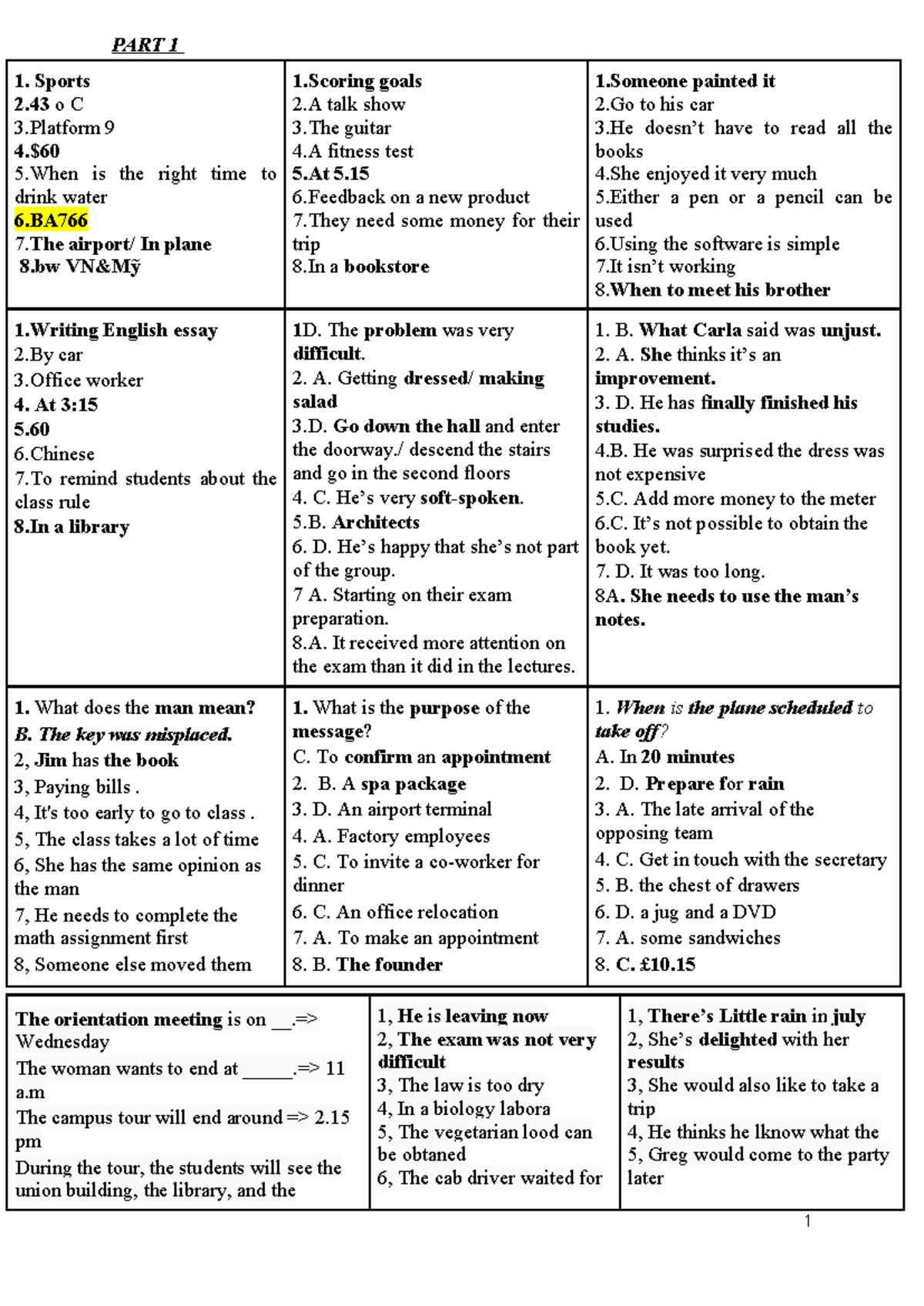 C1 Listening Comprehension Practice: Key Topics and Exercises - Studocu