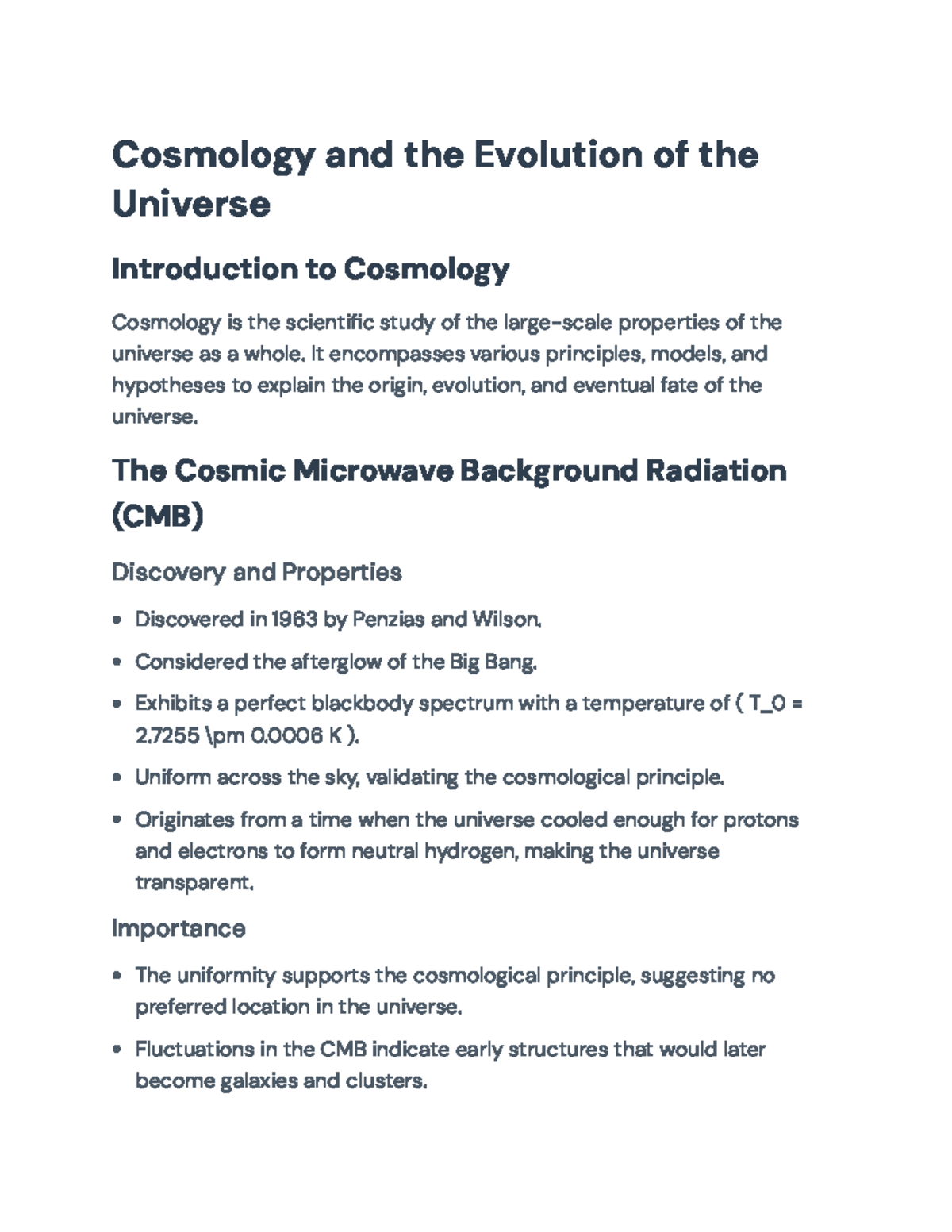 Cosmology: Evolution, Dark Matter, and the Universe's Fate - Lecture ...