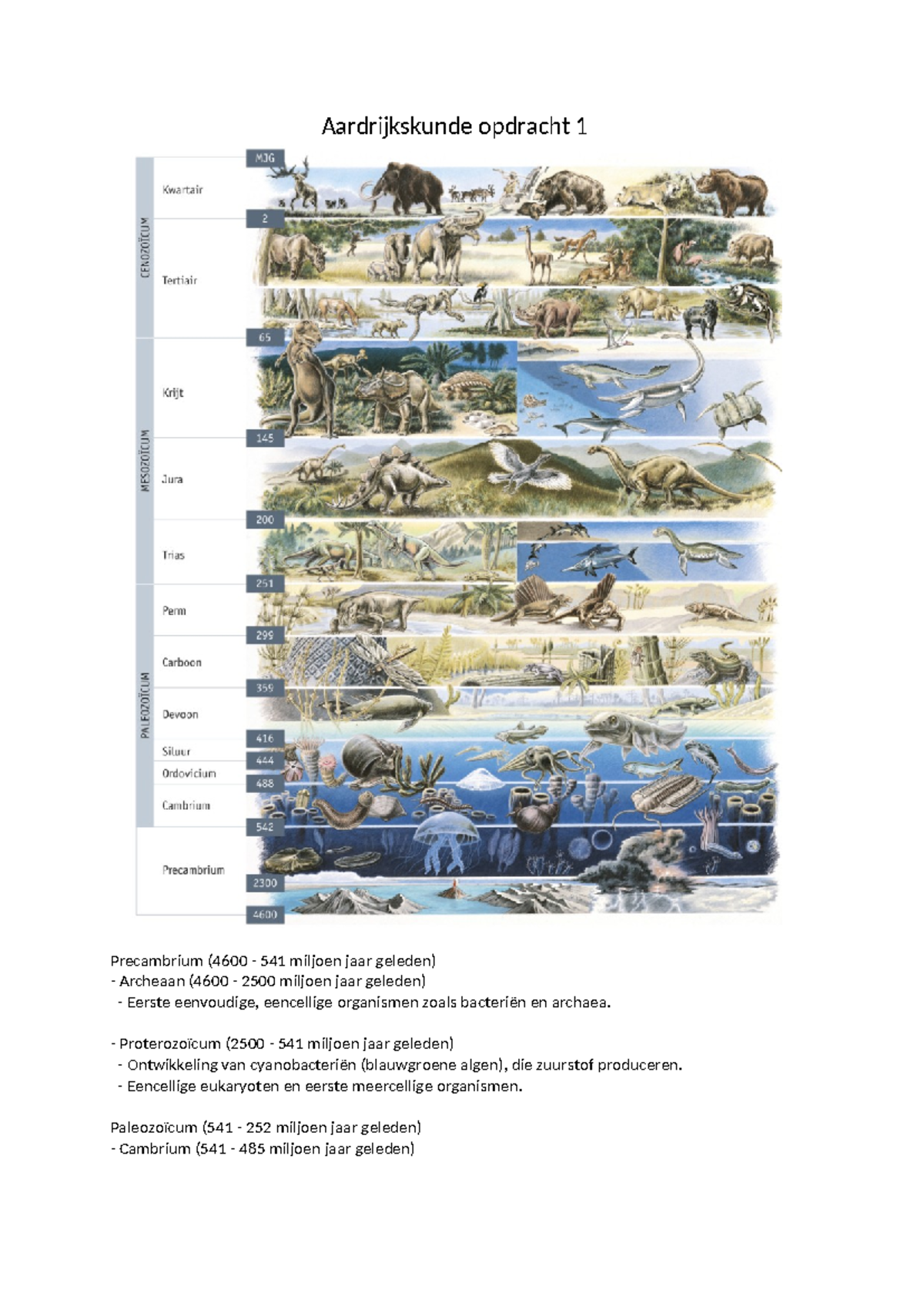 Ak Opdracht Aardrijkskunde 1: Geologische Tijdperken en Organismen ...