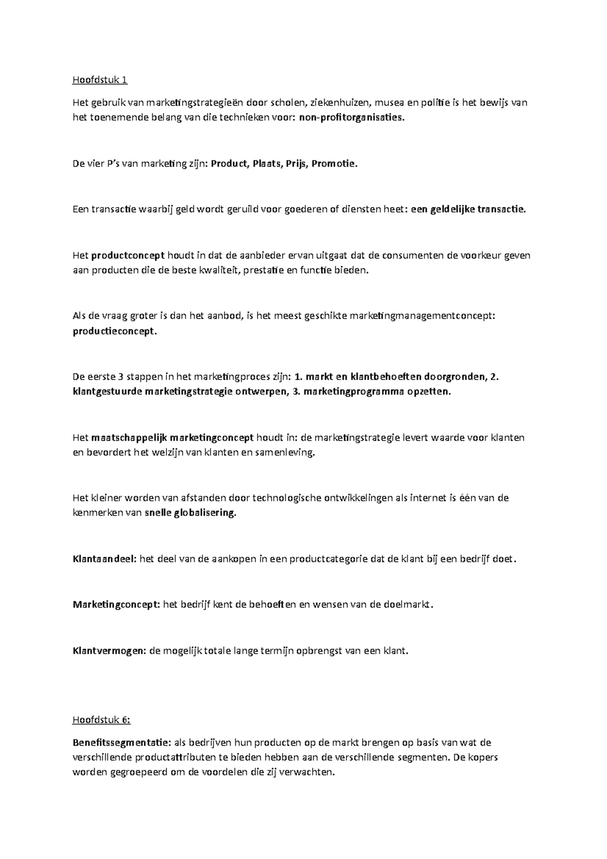 Marketing samenvatting Bedrijfskunde propedeuse jaar BMK0MKT1A.2 - HAN ...