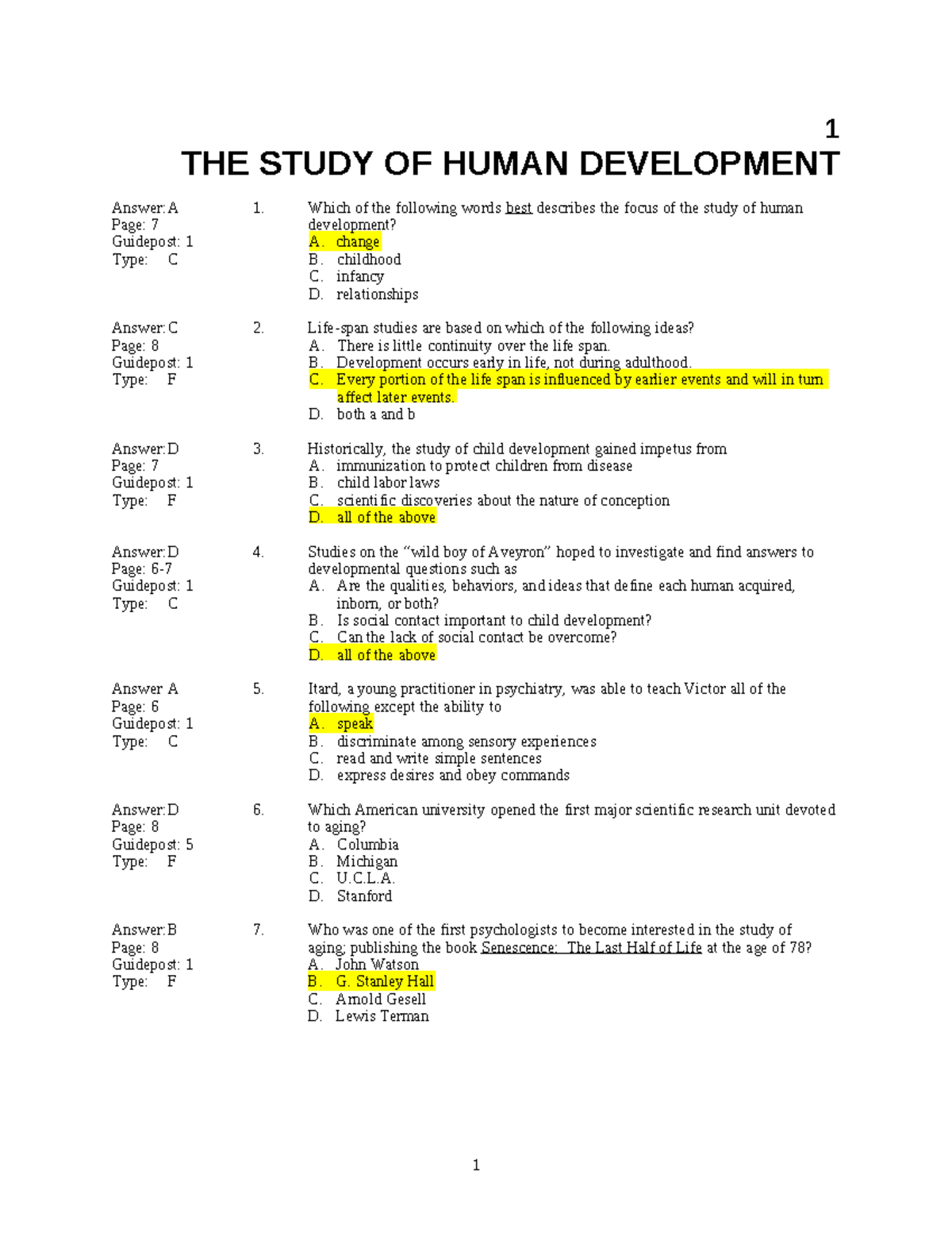 Chapter 1 - Human Development Overview (Test Bank) - Studocu