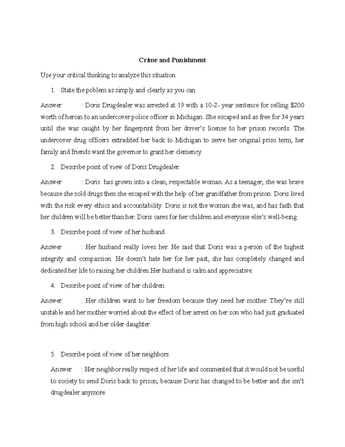 Critical Thinking Reading - Crime and Punishment Use your critical ...