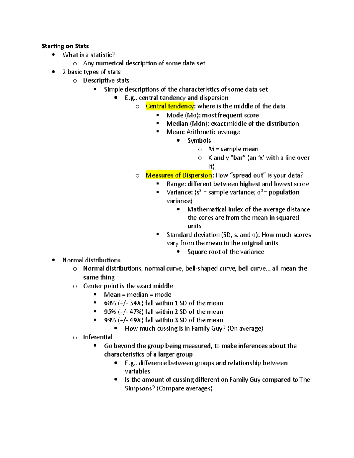 Quantitative Data Analysis (Exam 3 Material) - Starting on Stats What ...