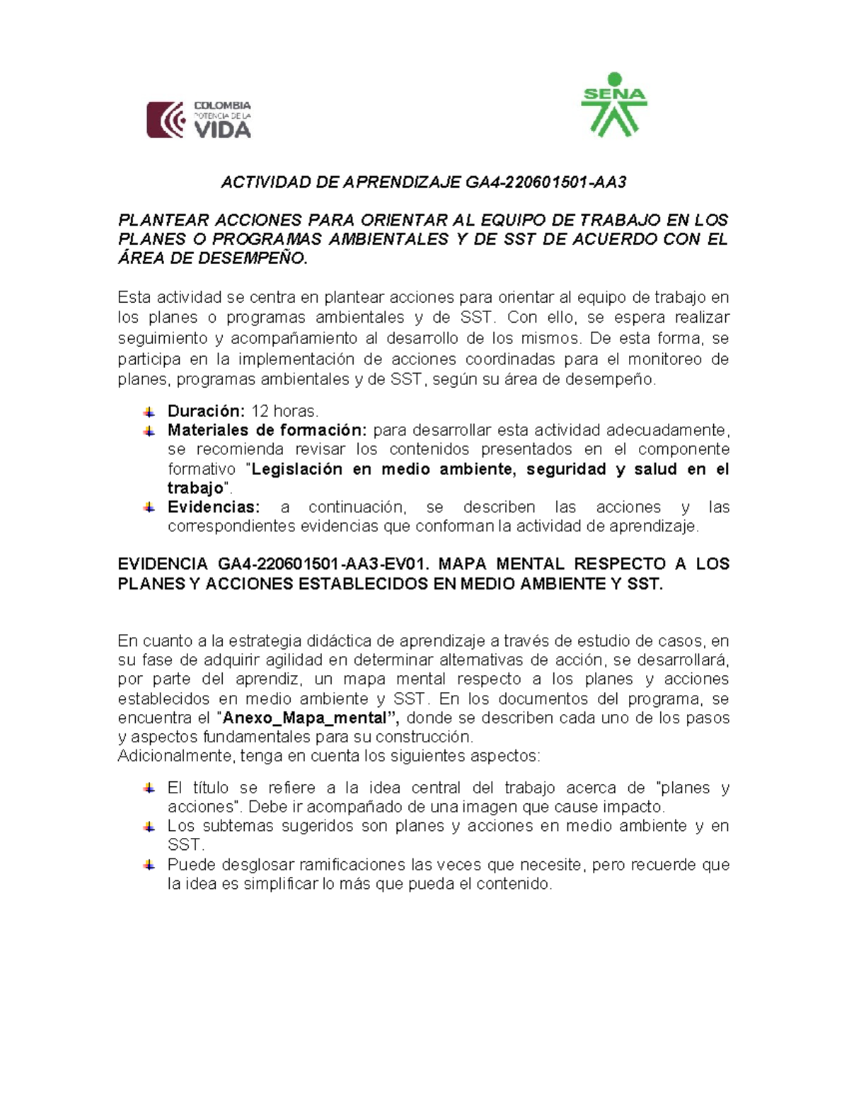 Actividad 3: Acciones para los Programas Ambientales y SST - GA4 ...