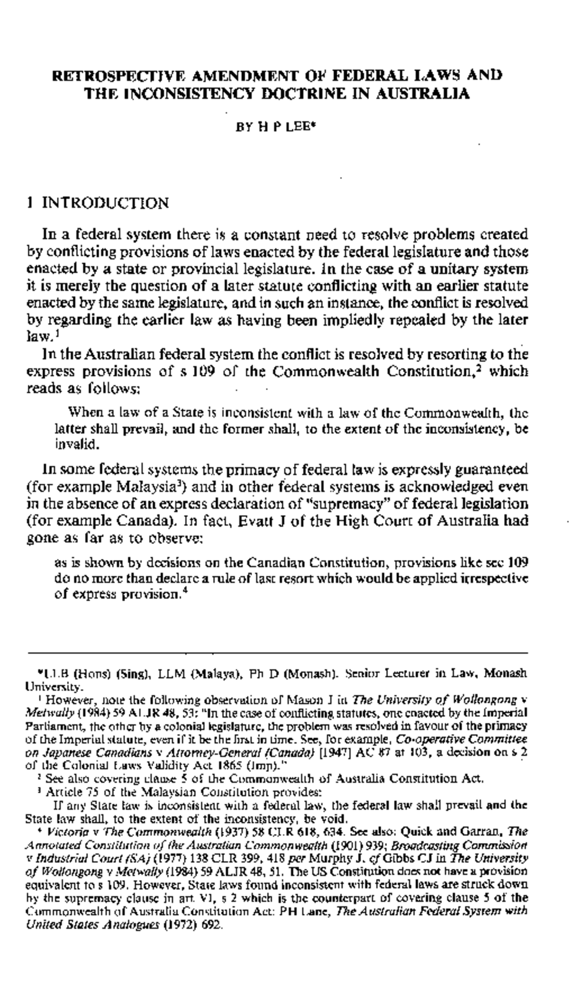 Critice - Expert Evidence Essay - RETROSPECTIVE AMENDMENT OFFEDERAL ...