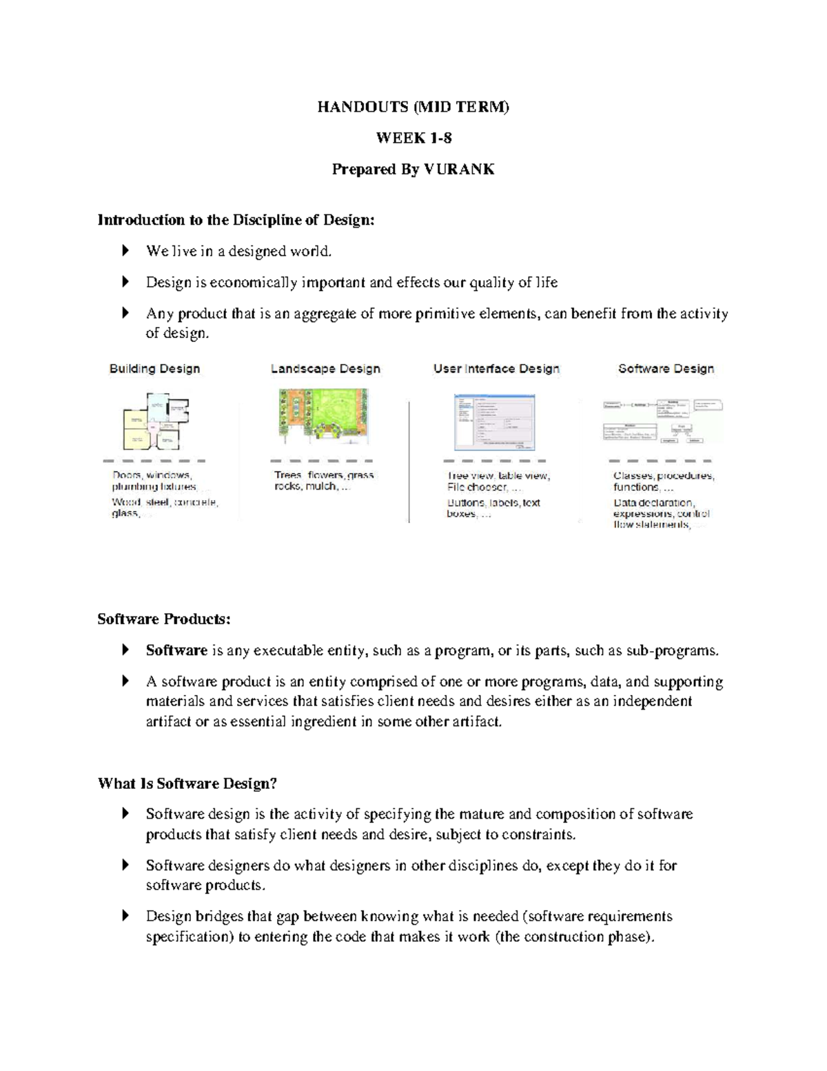 CS603 Midterm Handouts: Introduction to Software Design Concepts - Studocu