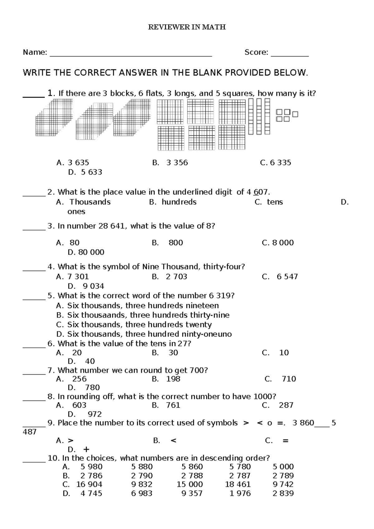 1st Quarterly Test Math (MATH 531089769) - Studocu