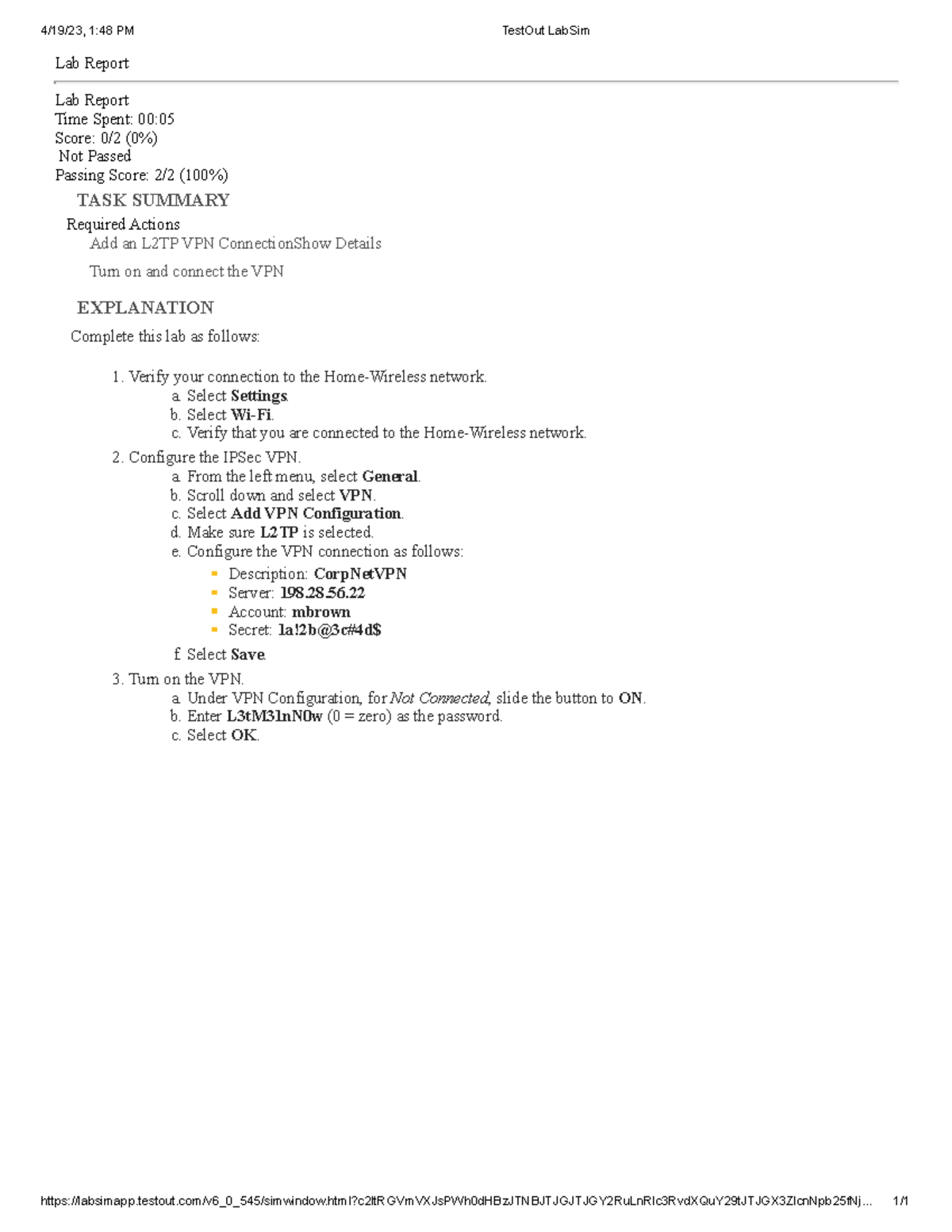 10.4.5 L2TP VPN Configuration Lab - iPad Setup Guide - Studocu