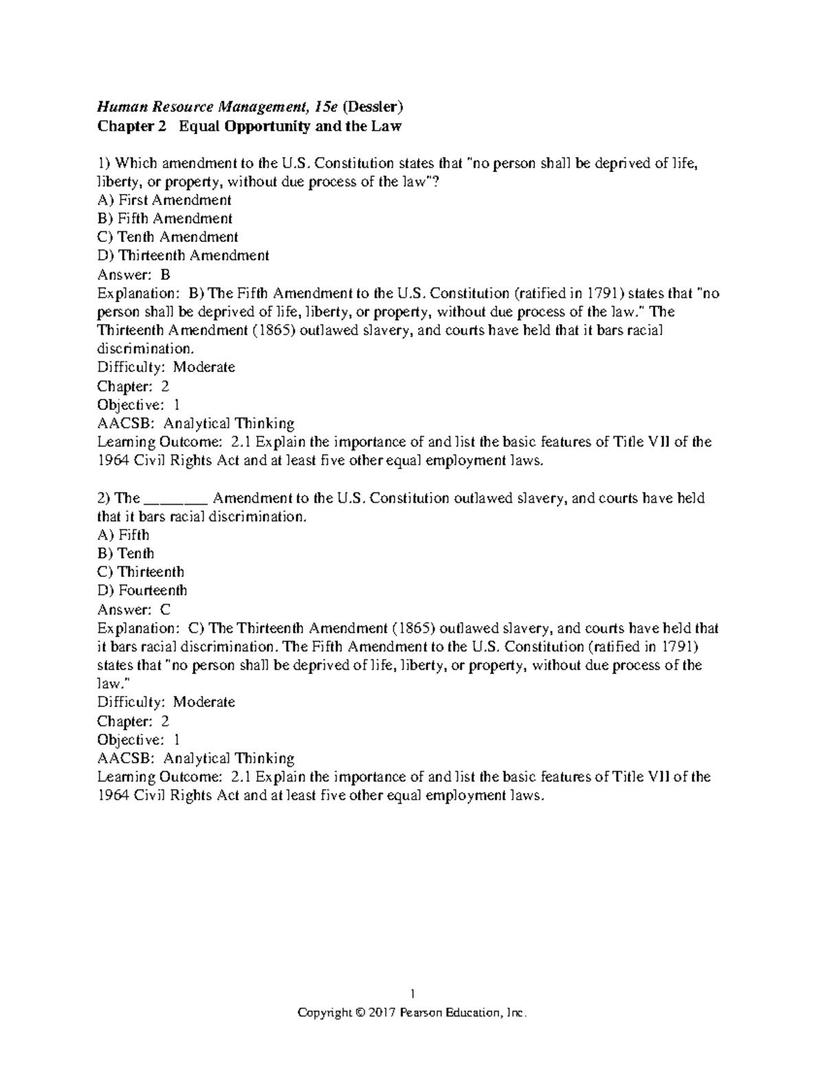 Chapter 02 - Test Bank - Human Resource Management, 15e (Dessler ...