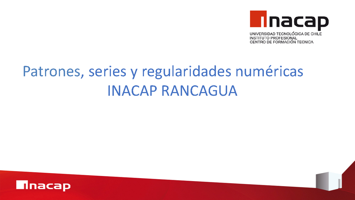 Regularidades Numéricas y Ejercicios DAF INACAP RANCAGUA - Studocu