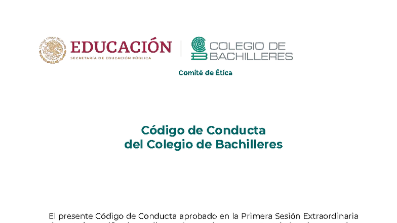 Código de Conducta del Colegio de Bachilleres - 2021 - Studocu