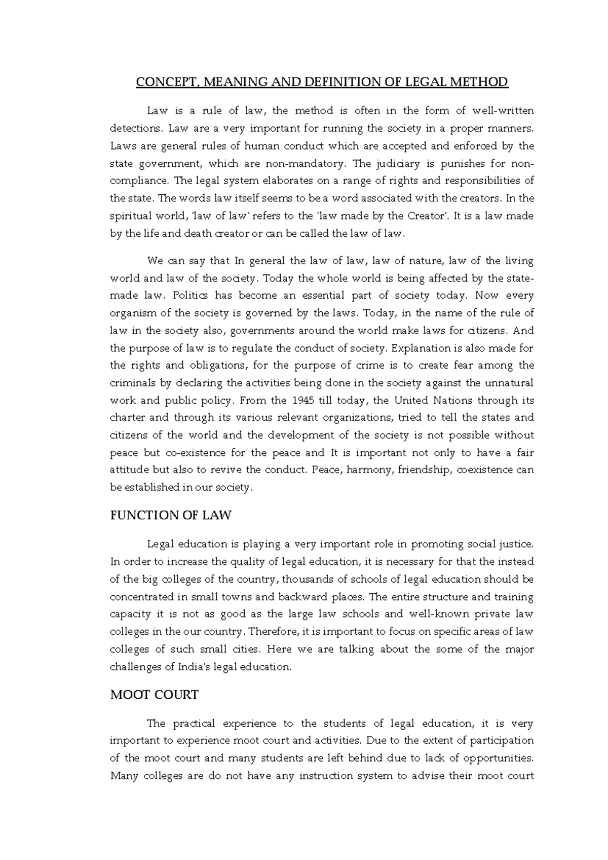 Legal Method - The notes provides students with a capable knowledge ...