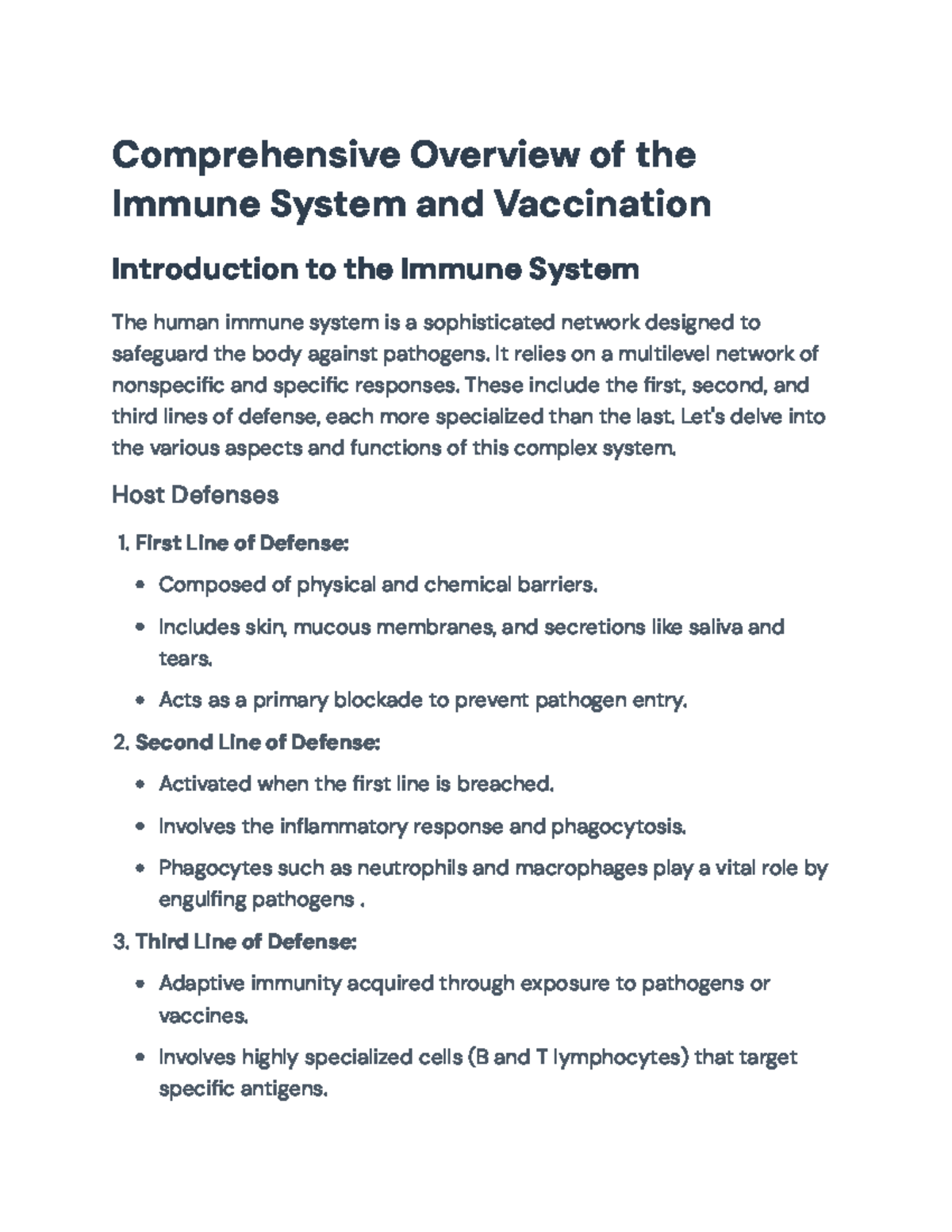 Comprehensive Overview of the Immune System & Vaccination Study Guide ...