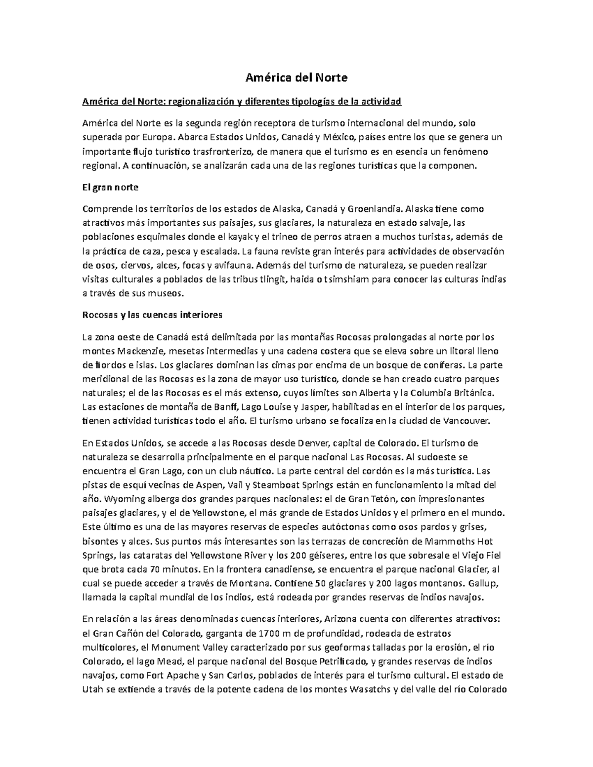América del Norte - Resumen modulo 4 GEOGRAFIA TURISTICA - América del ...