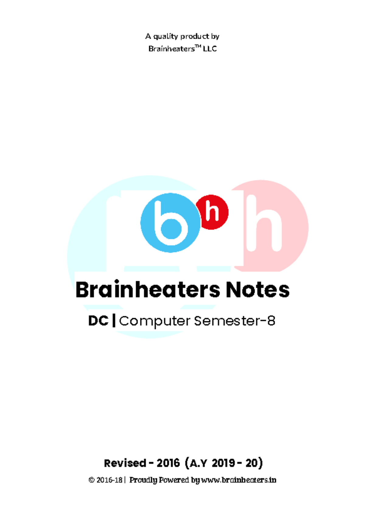 Dc Notes Sem8 Comps Simple Note Of Distributed Computing A Quality Product By Brainheaterstm
