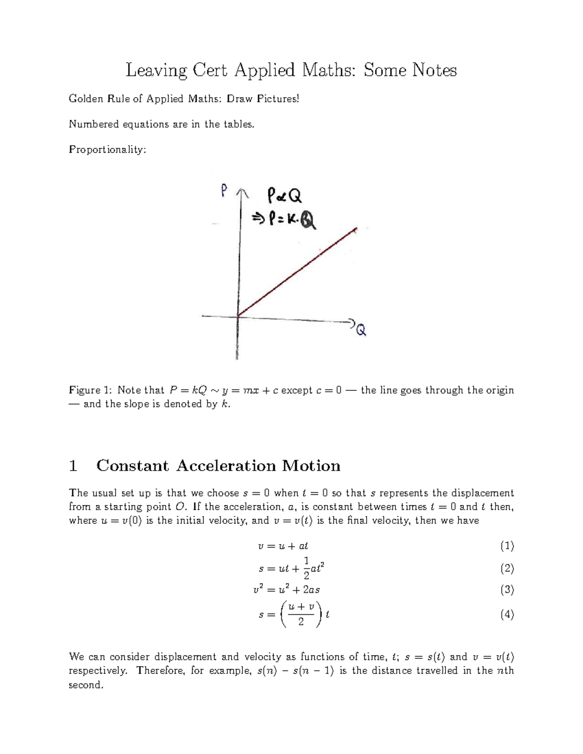 Leaving Cert Applied Maths: Key Concepts and Equations Notes - Studocu