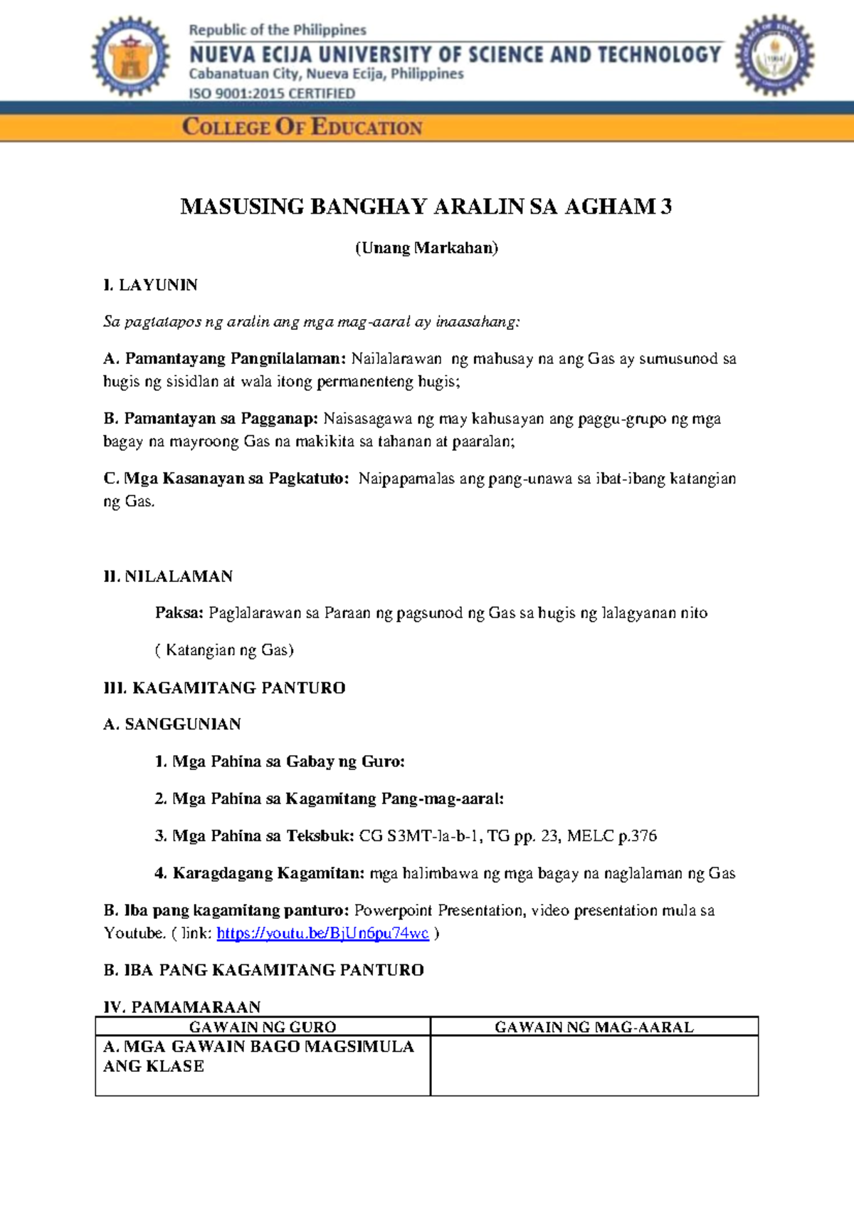 Masusing Banghay Aralin SA Agham 3- Field Study - MASUSING BANGHAY ARALIN SA AGHAM 3 (Unang ...