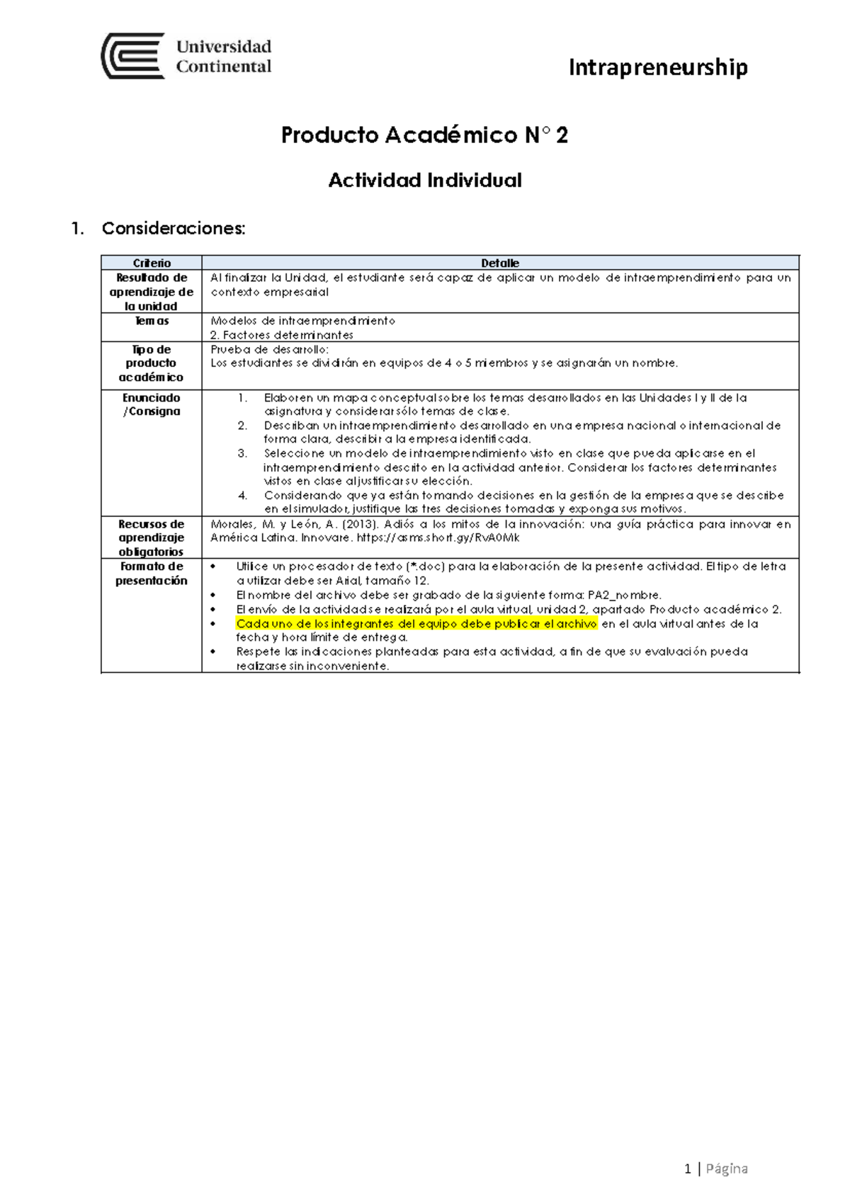 Consigna PA2 - Intrapreneurship: Developing a Concept Map and Model ...