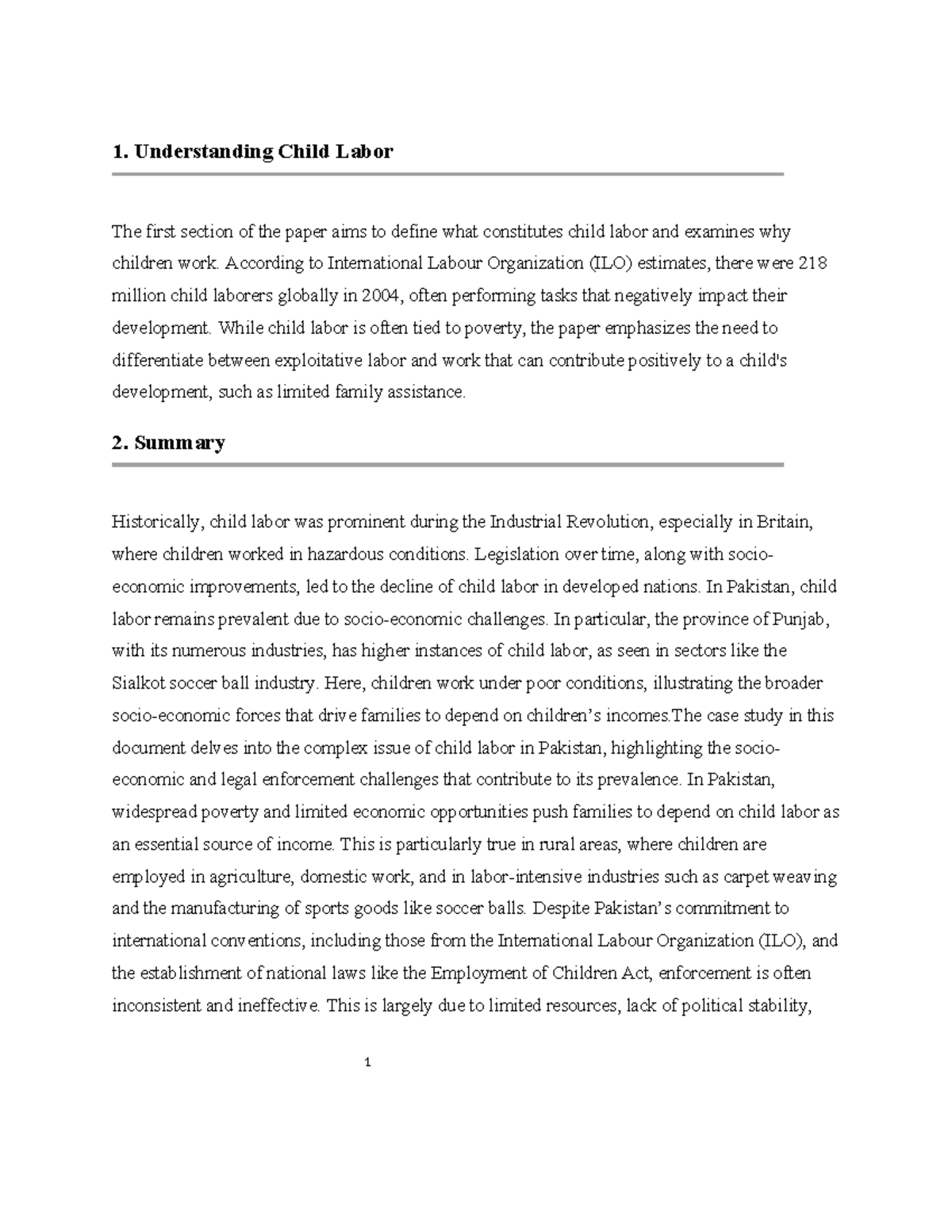 Understanding Child Labor: A Case Study on Pakistan's Challenges (ASSG ...