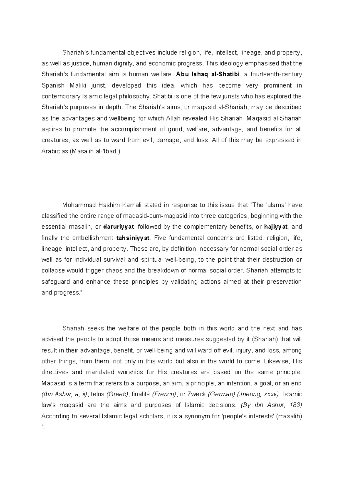 Maqasid Syariah: Objectives of Islamic Law and Human Welfare (LAW 2 ...