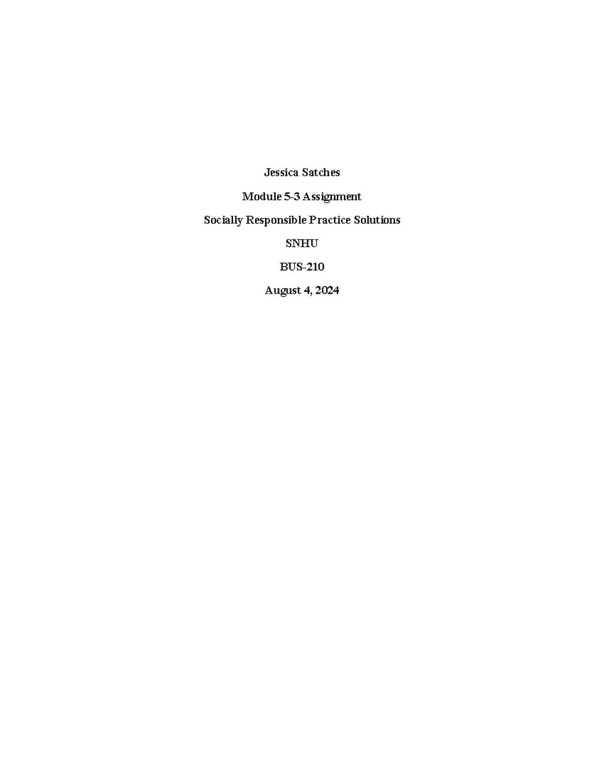 Module 5 BUS 210 Assignment: Social Responsibility in Business ...