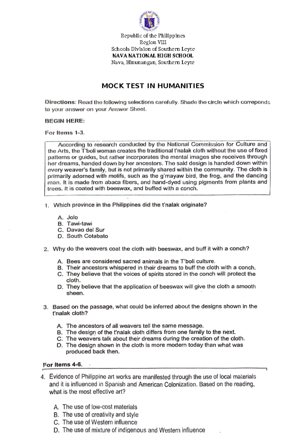 Humanities NAT - Teaching Science in Elementary Grades - MOCK TEST IN ...