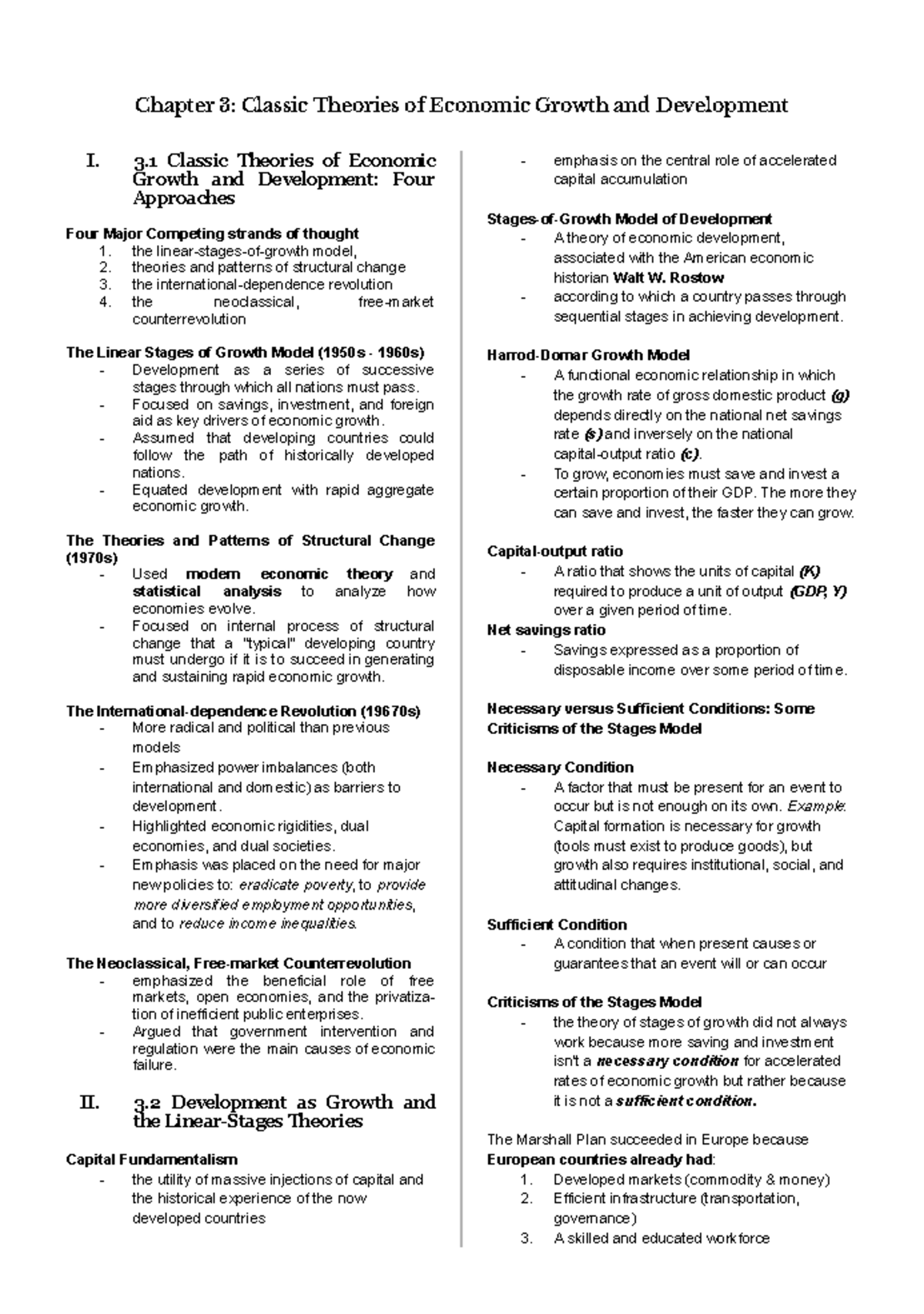 ECON - Chapter 3 Notes: Classic Economic Growth Theories Explained ...