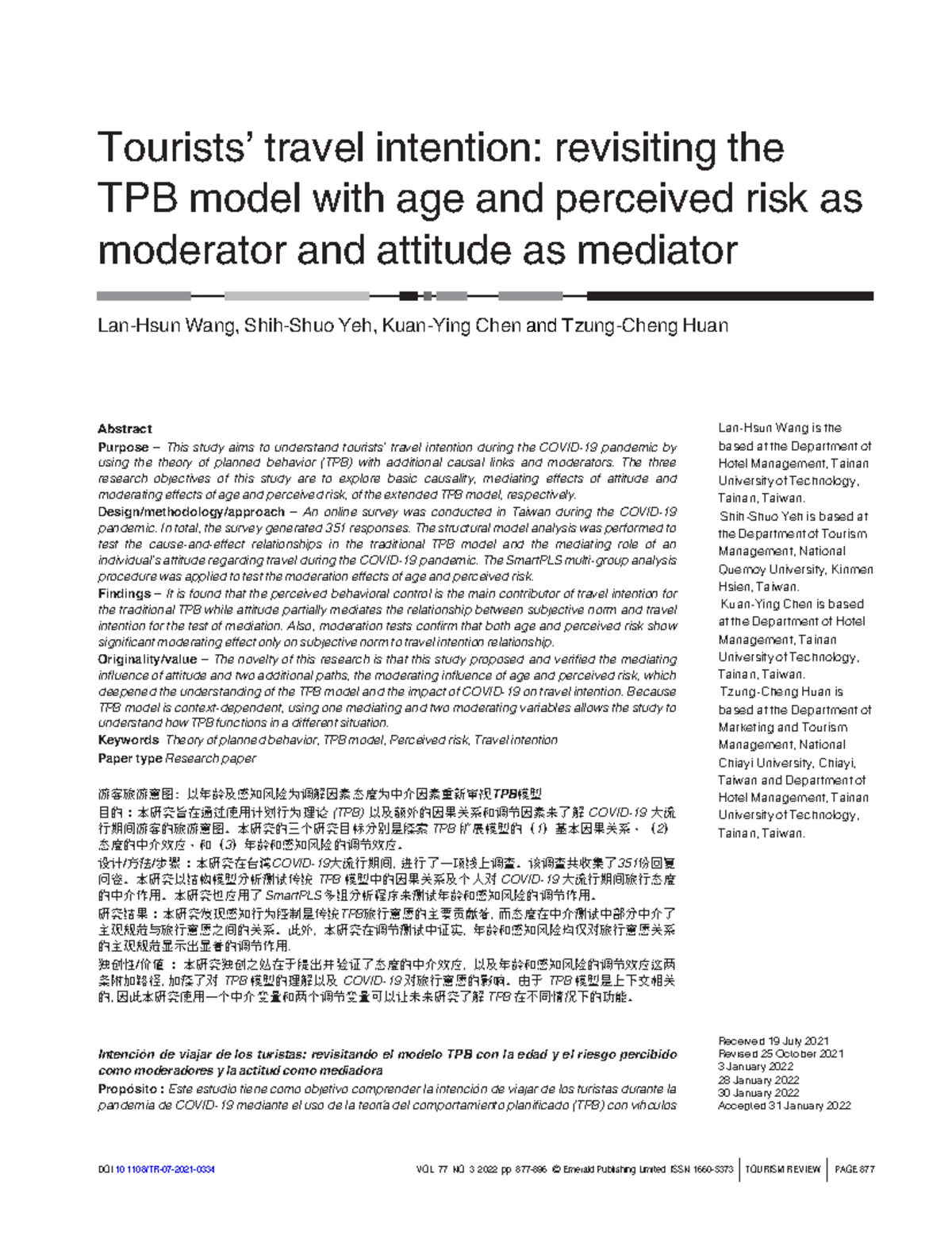 Tpb theo độ tuổi - TPB - Tourists’ travel intention: revisiting the TPB ...
