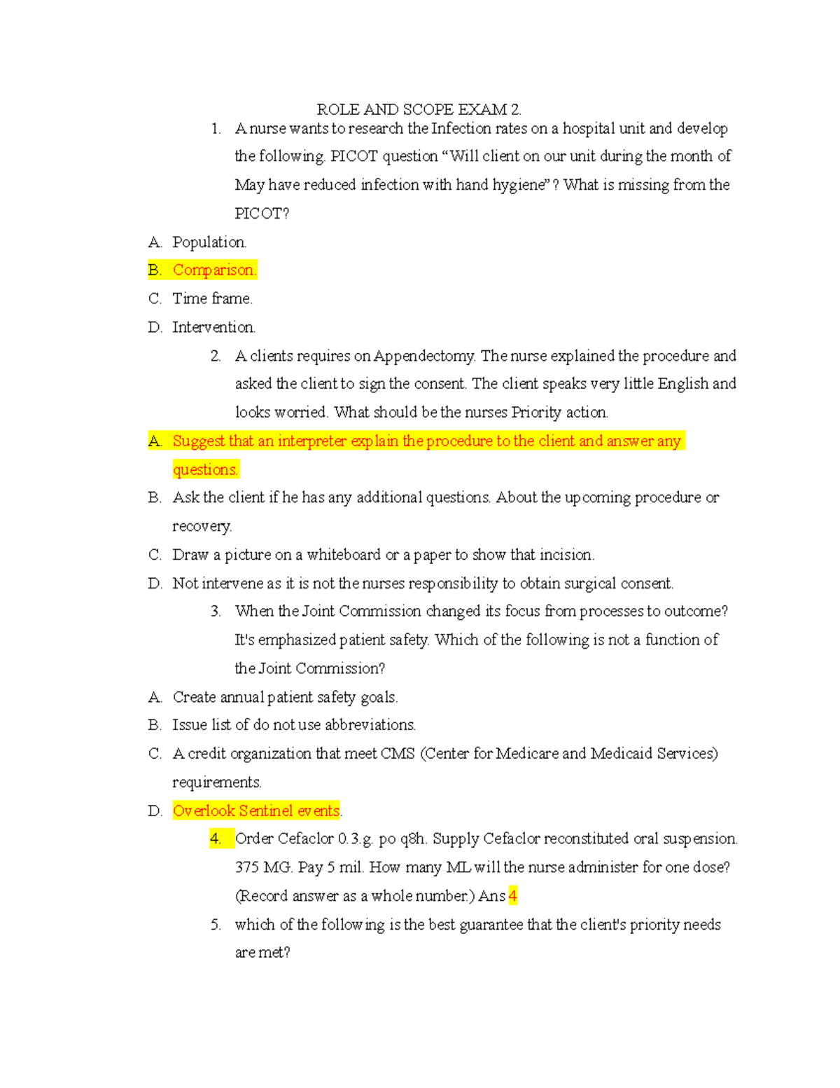 ROLE AND SCOPE EXAM 2 - Comprehensive Study Guide for Nursing Students ...