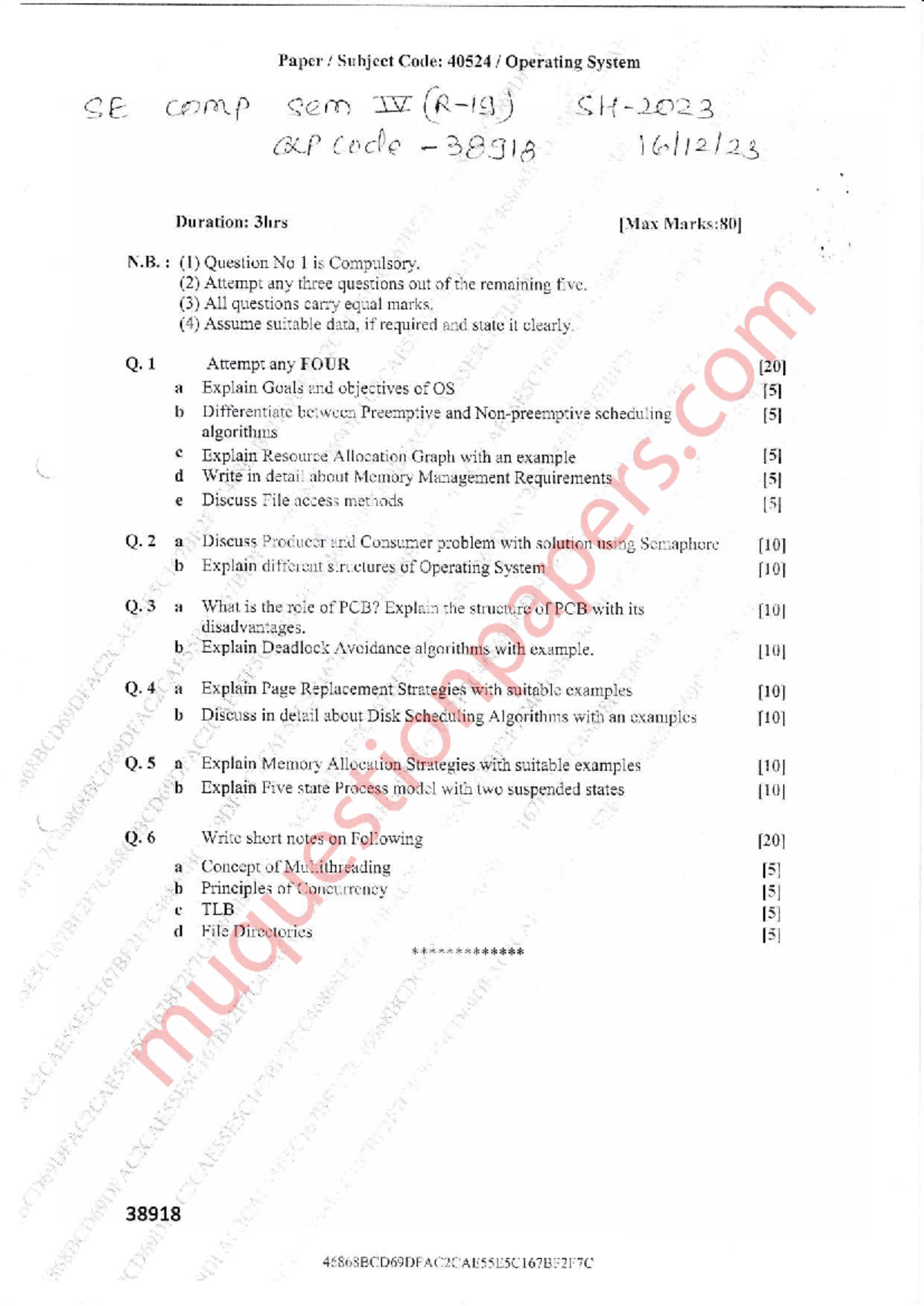 Operating System Exam Notes: BE Computer Engineering 10524, Dec 2023 ...