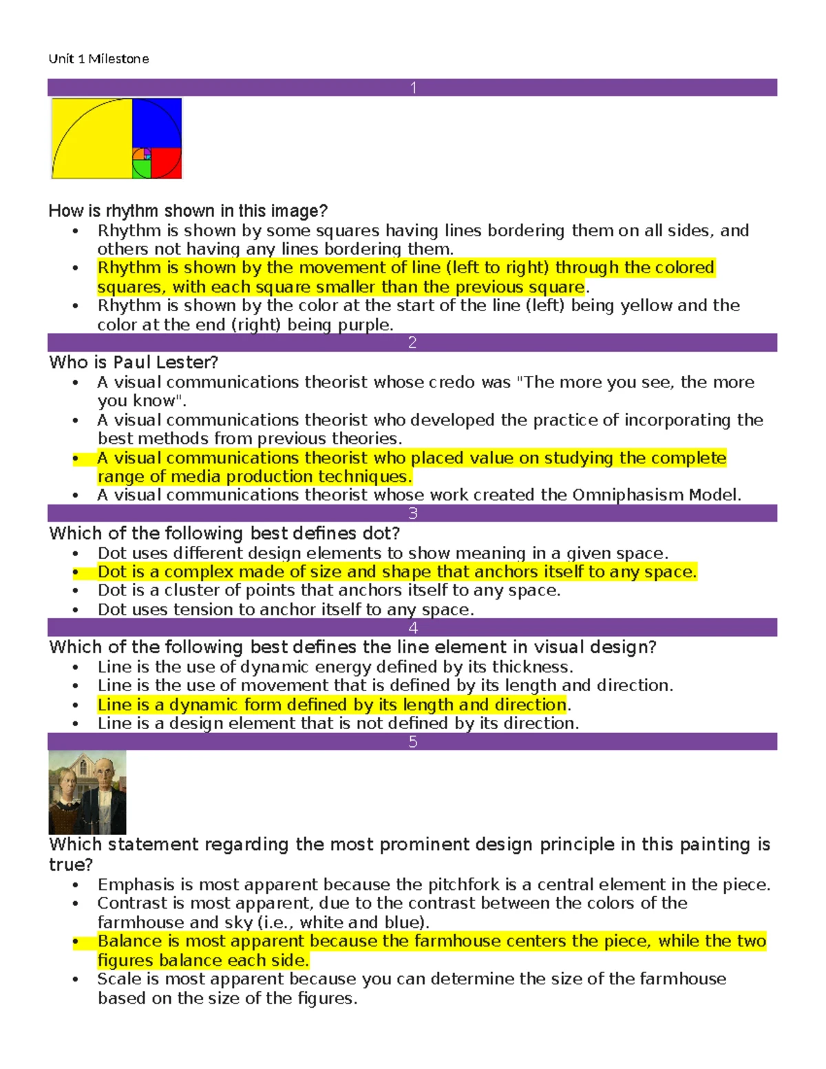 Viscomm 1001 Unit 1 Practice Milestone Review and Assessment Guide ...