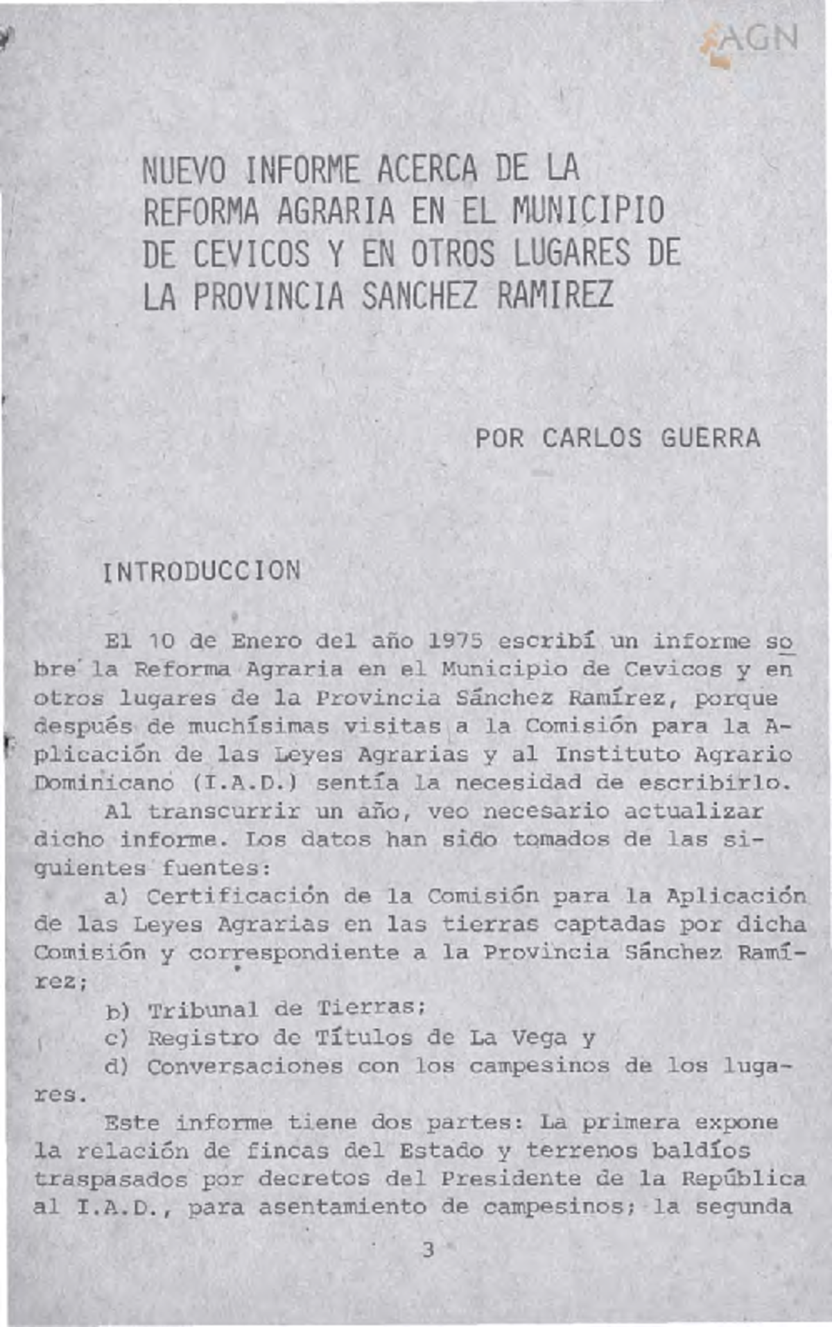 Nuevo Informe sobre la Reforma Agraria en Cevicos y Sánchez Ramírez ...