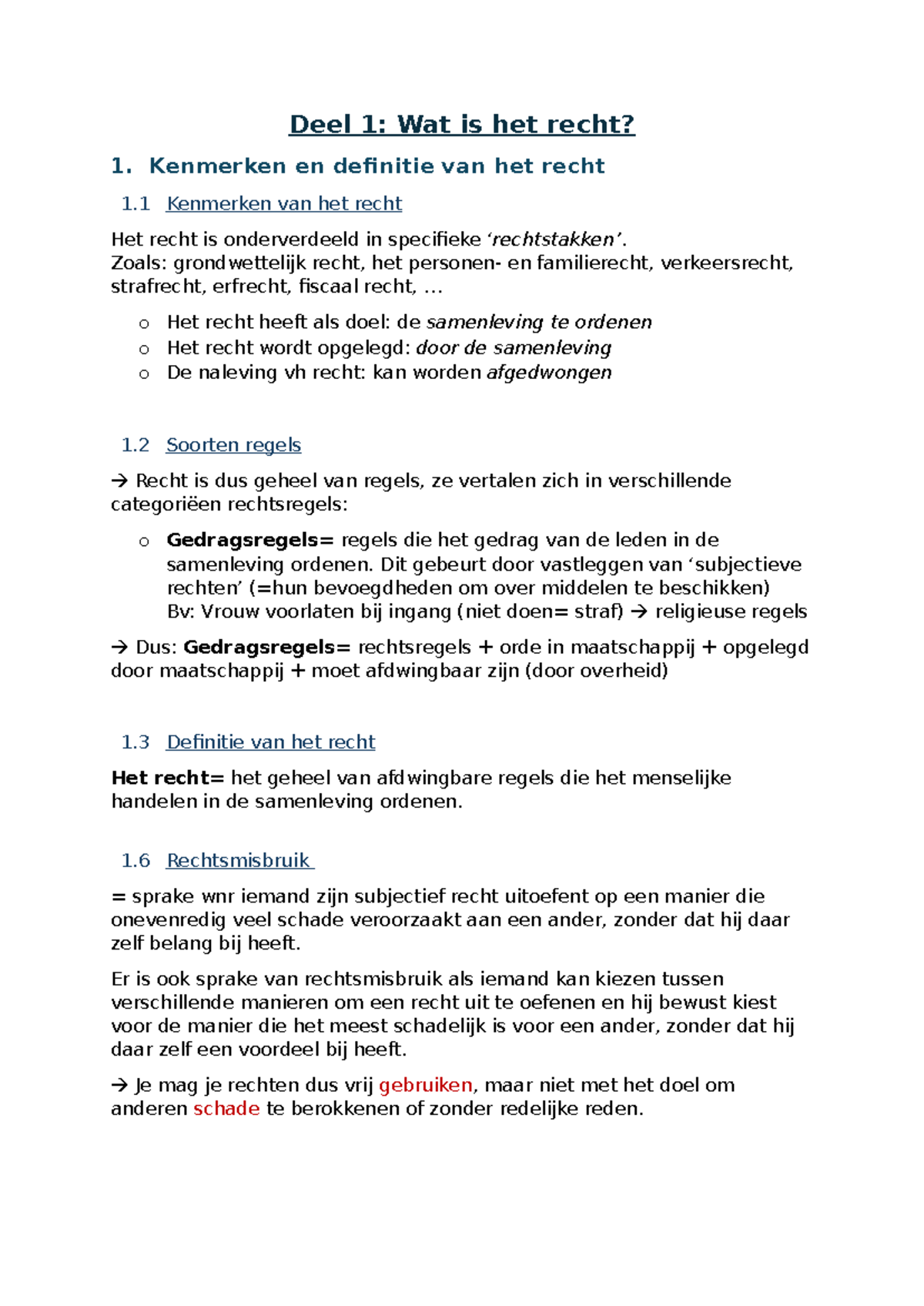 Recht Deel 1: Kenmerken, Definitie en Soorten van het Recht - Studocu