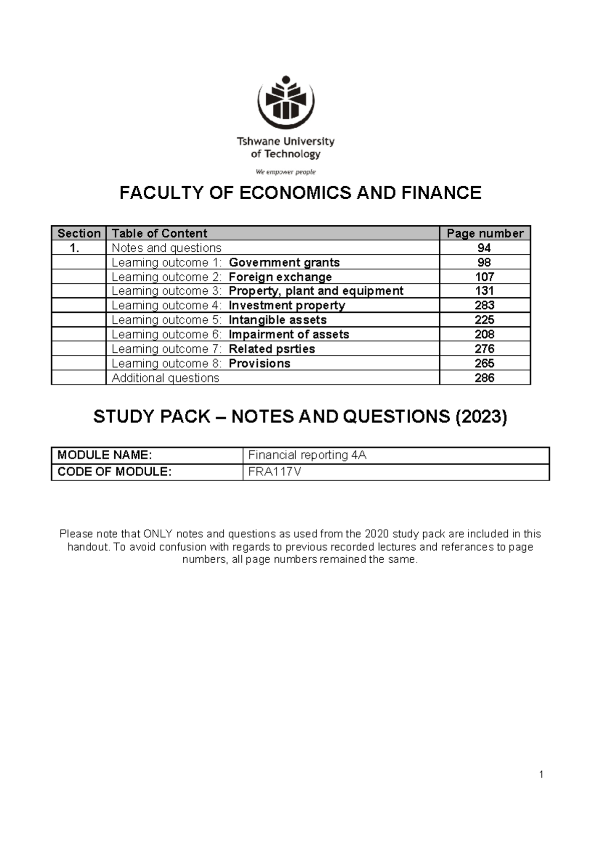 Study Pack - Financial Reporting 4A: Notes & Questions (2023) - Studocu