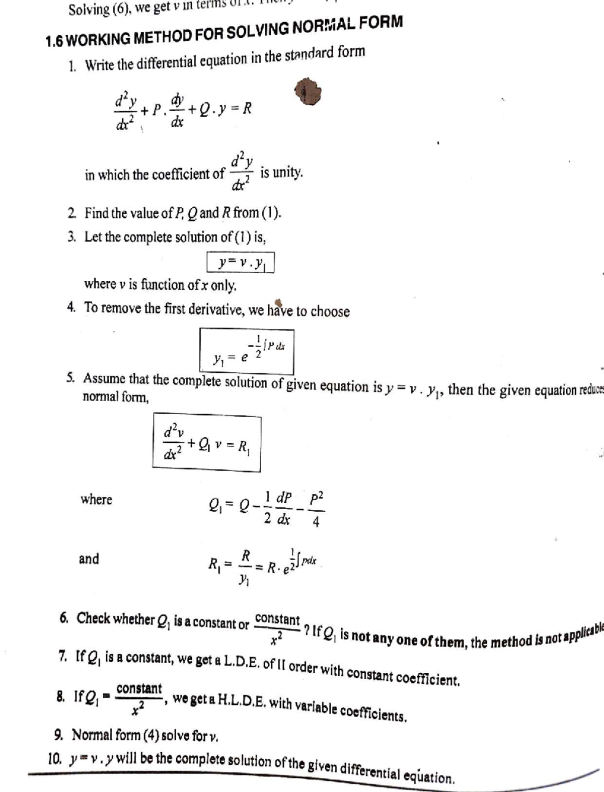 Differential Equations: Removal of First Derivative Techniques (MATH ...