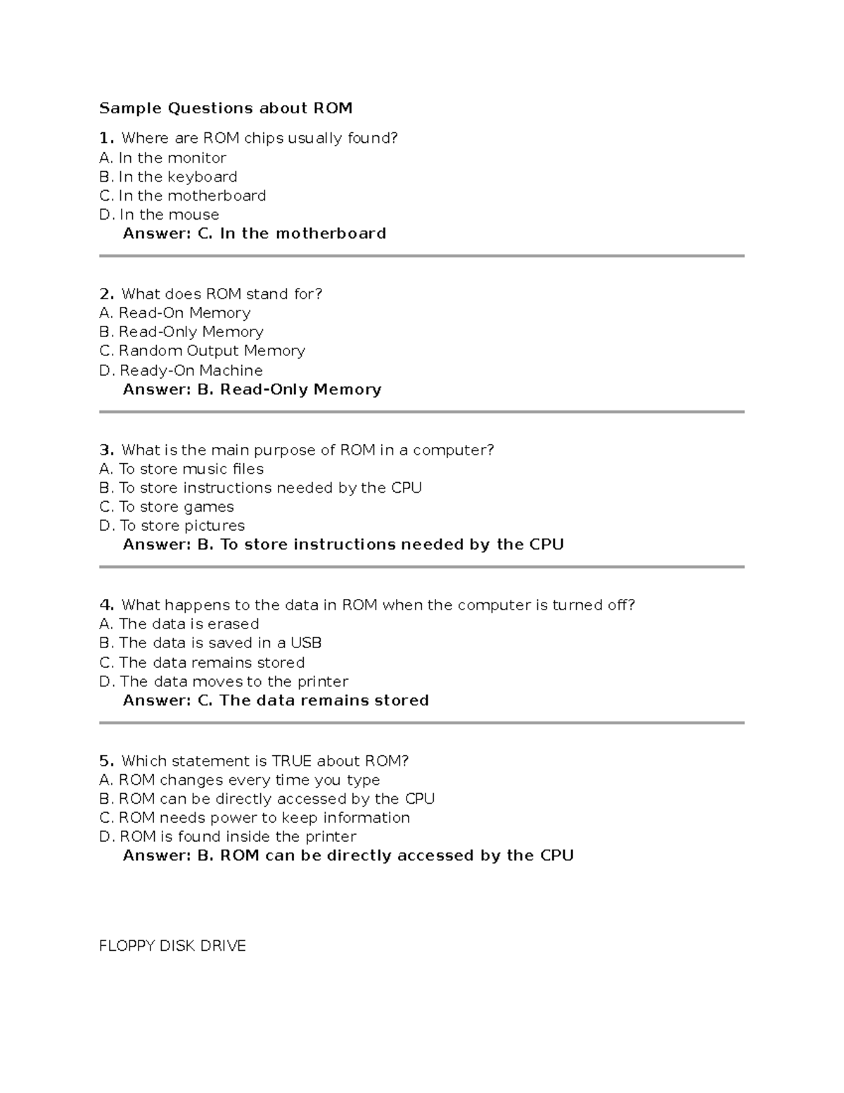 CSS 7 Questions on Computer Storage Components - Studocu
