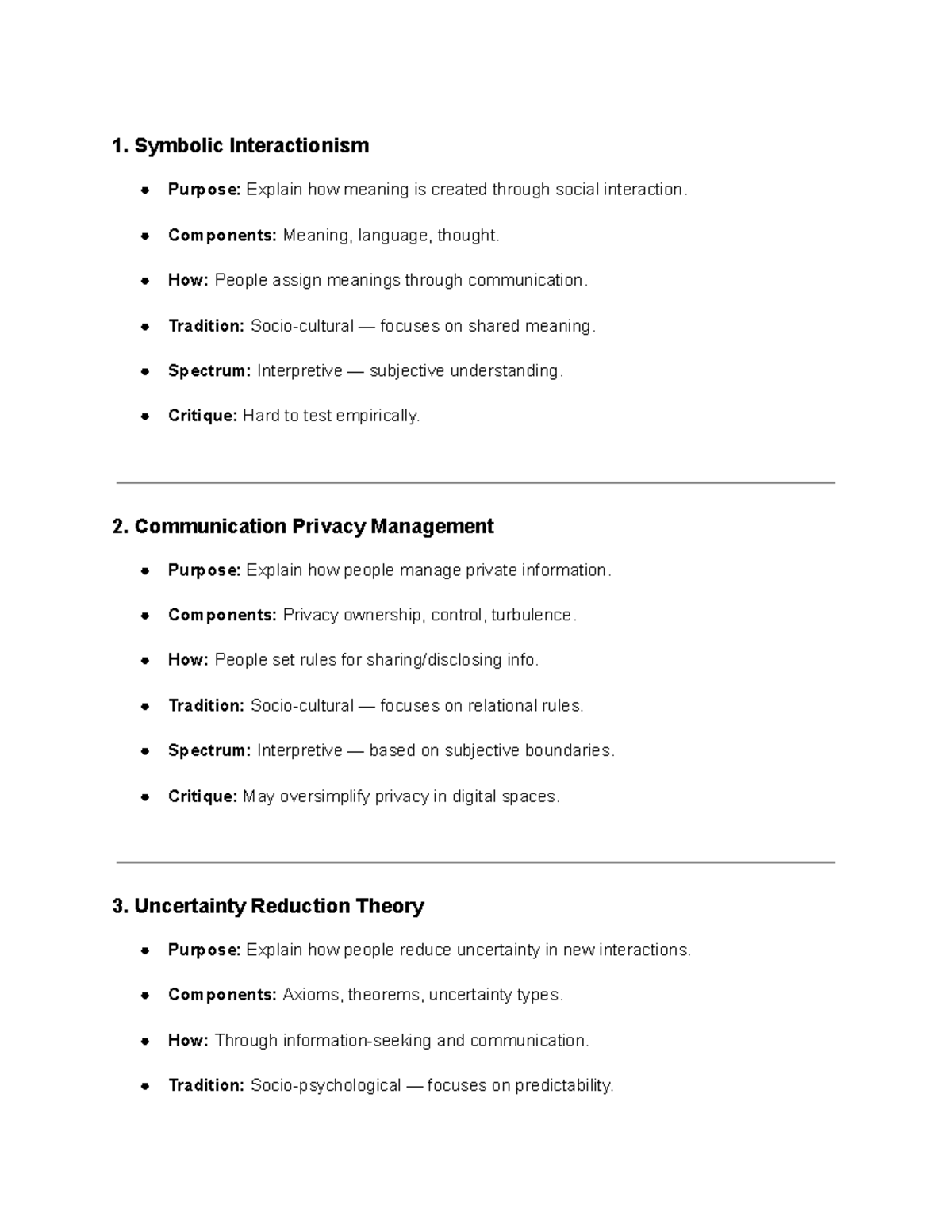 COMM 101: Overview of Key Communication Theories and Critiques - Studocu