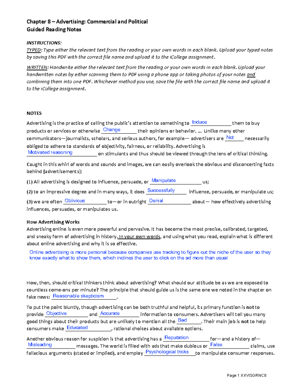 Chapter 8 Advertising: Commercial & Political Guided Reading Notes ...