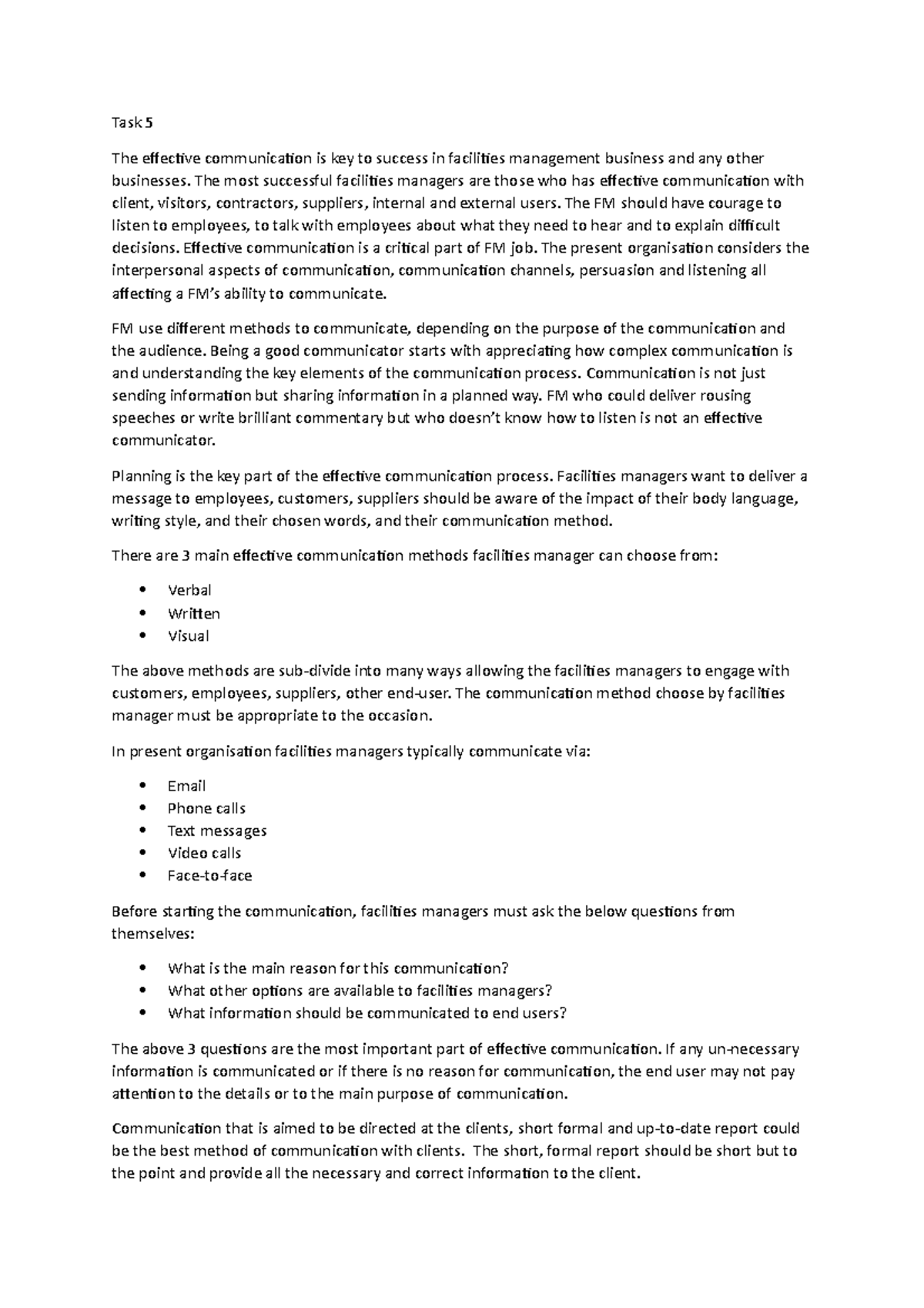 Task 5 - Effective Communication - Task 5 The effective communication ...