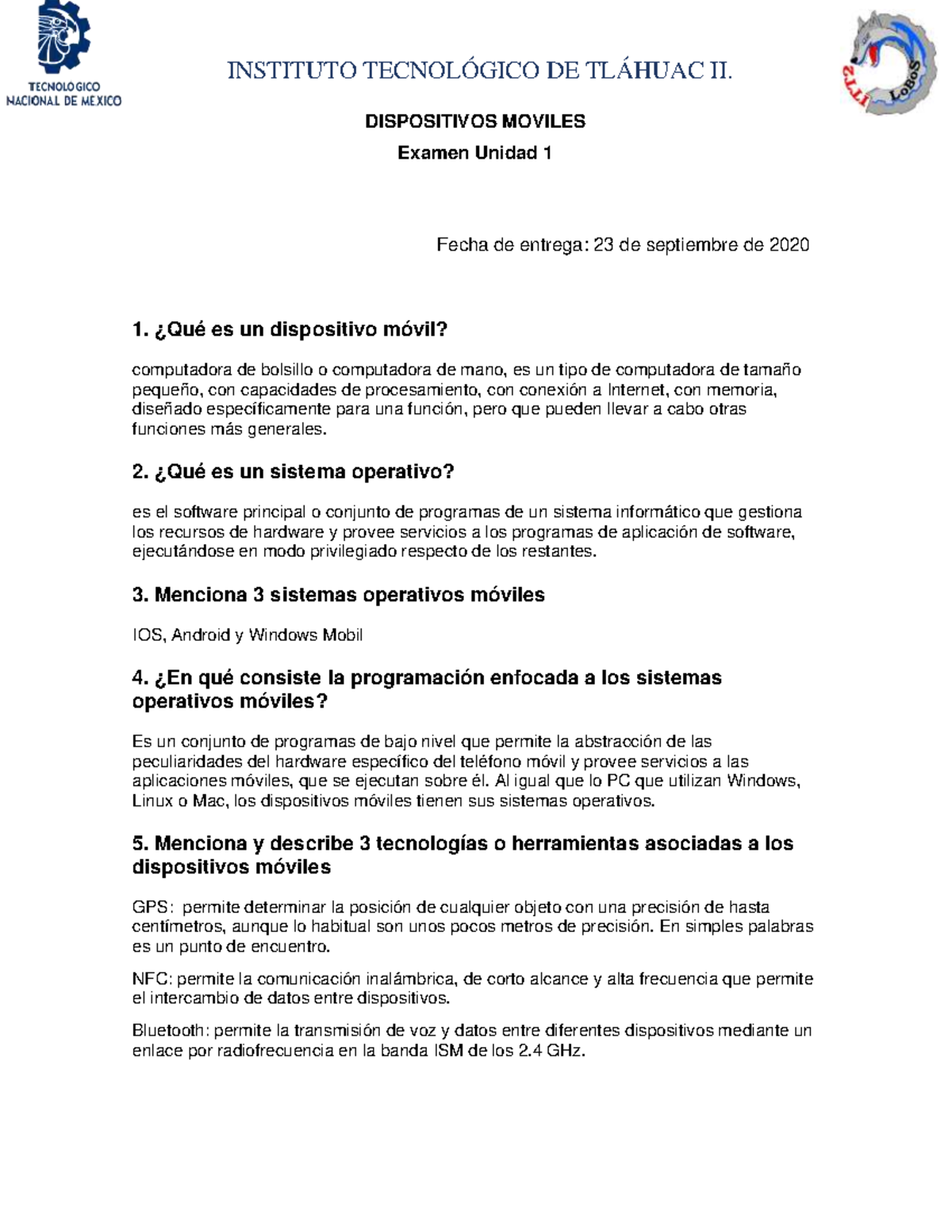 Examen Unidad 1: Dispositivos Móviles (ITTL-II) - Studocu
