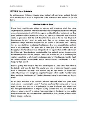 Quiz about El FIlibusterismo - ZIAN CLEA C. BARAYUGA Quiz # 6: PHILI ...