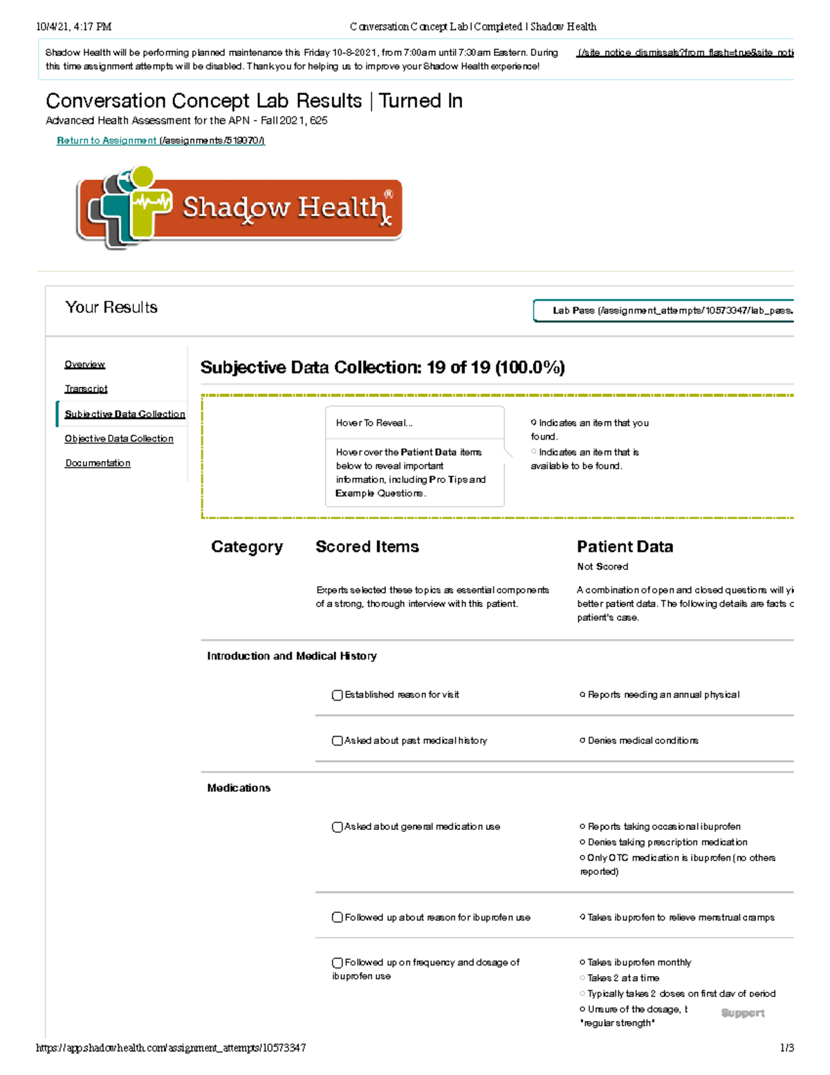 Conversation Concept Lab Results - Advanced Health Assessment (625 ...