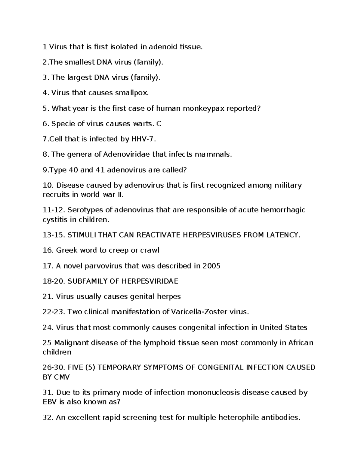 Myco-pre - Flashcards & Rev Notes on Viruses and Infections - Studocu