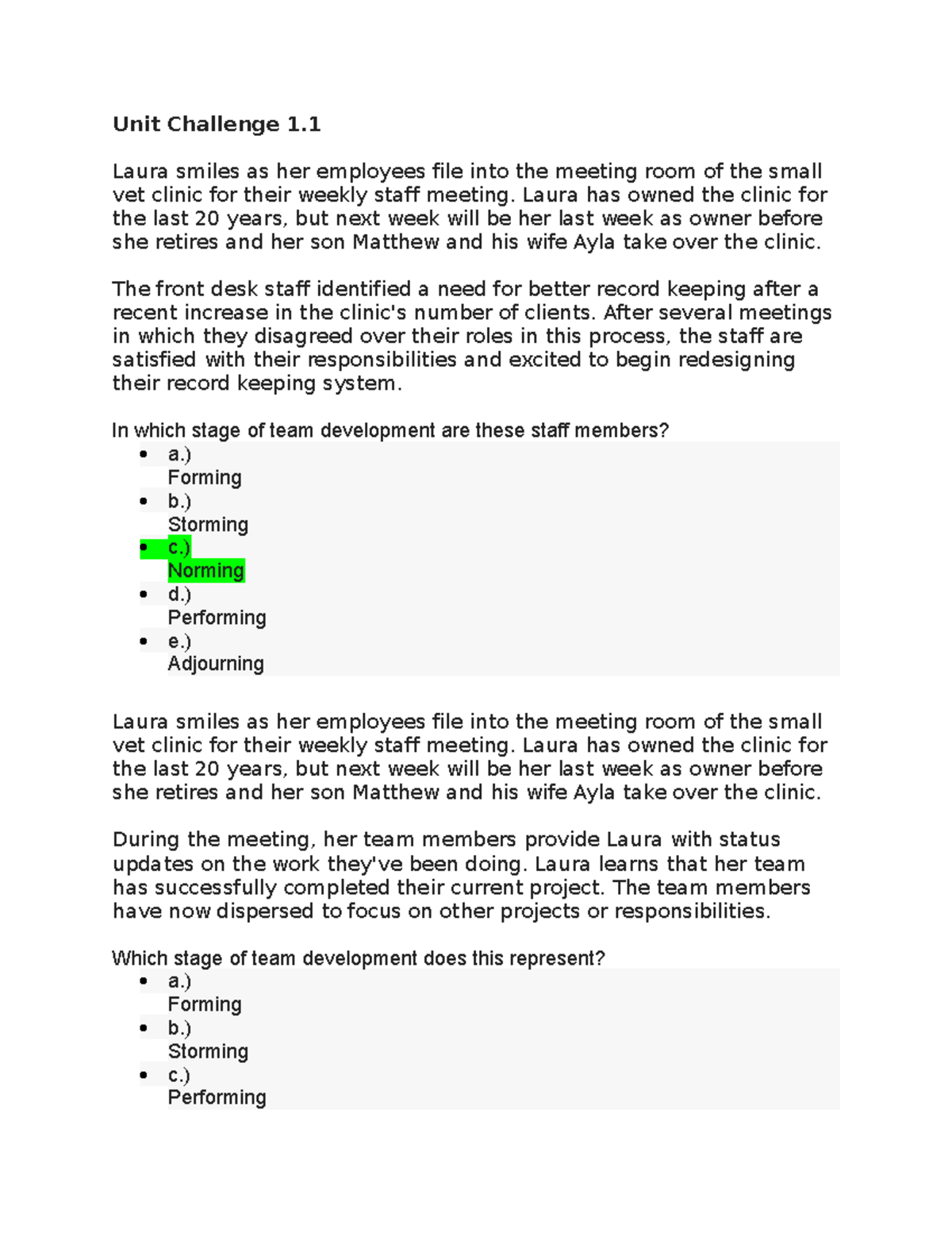 Unit Challenge 1 - Stages of Team Development and Effective Practices ...