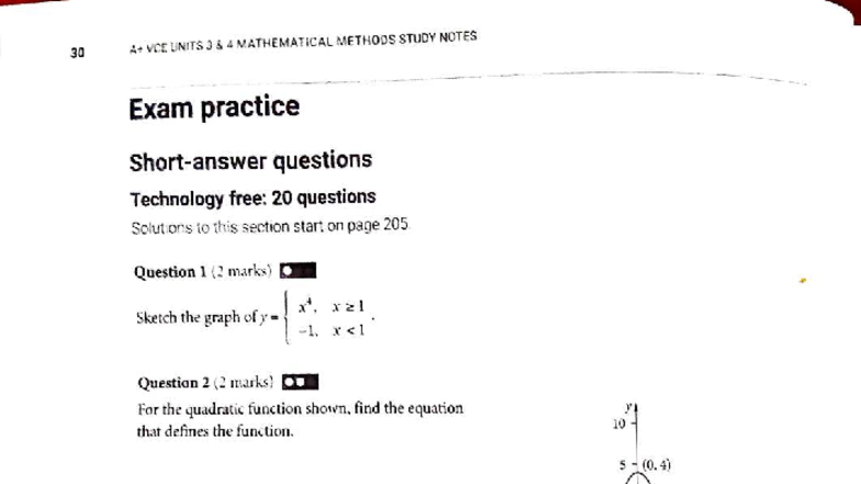 Final Exam A+ VCE Units 3 & 4 Mathematical Methods Study Notes - Studocu