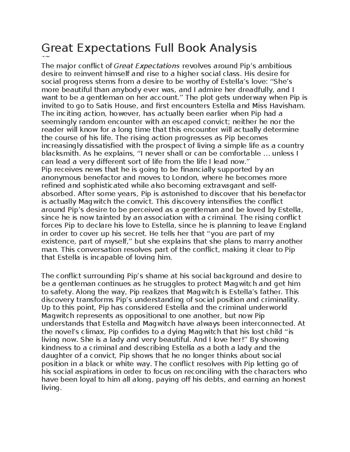 Great Expectations (ENG 101) Full Book Analysis and Summary - Studocu