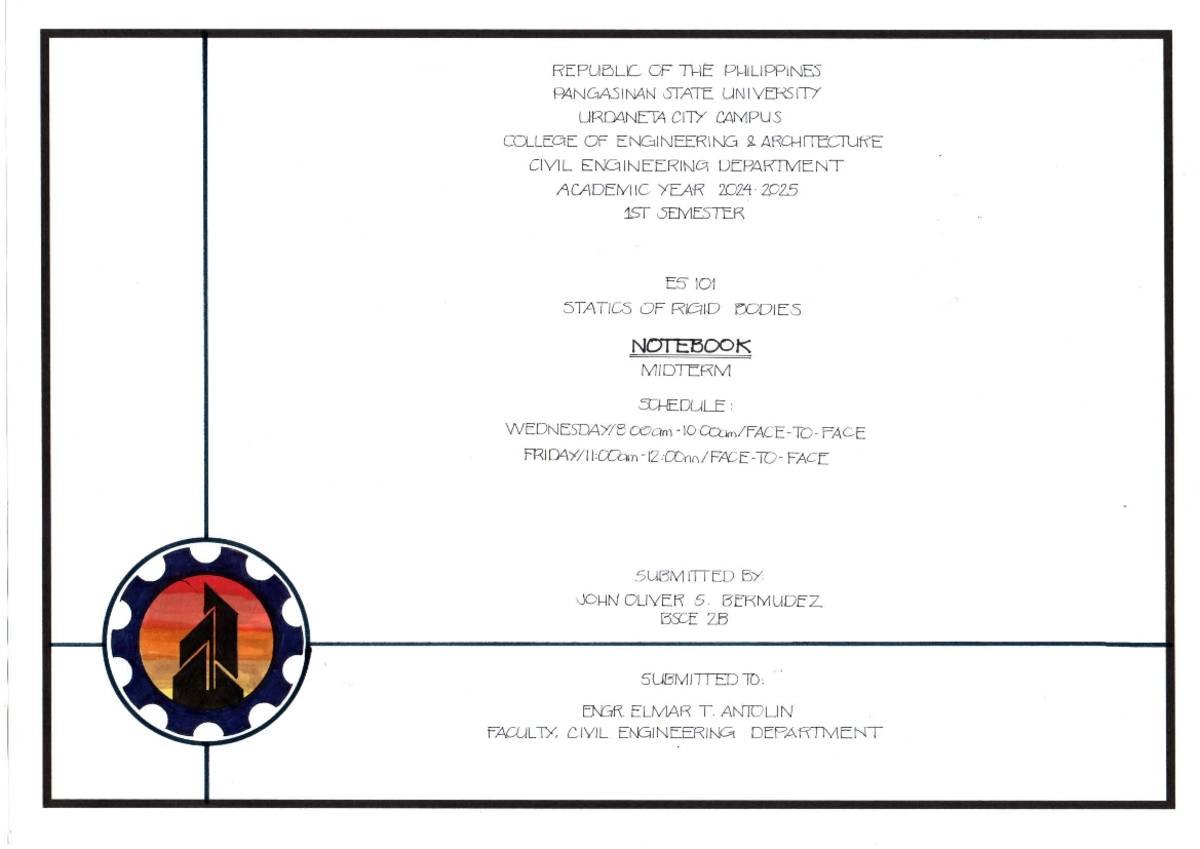 Engineering Mechanics E5 101 Statics Midterm Study Notes - Studocu
