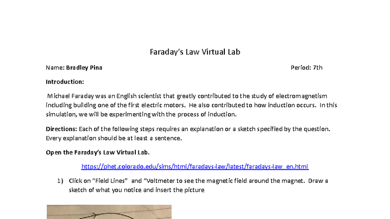 Faraday's Law Virtual Lab: Exploring Electromagnetic Induction - Studocu